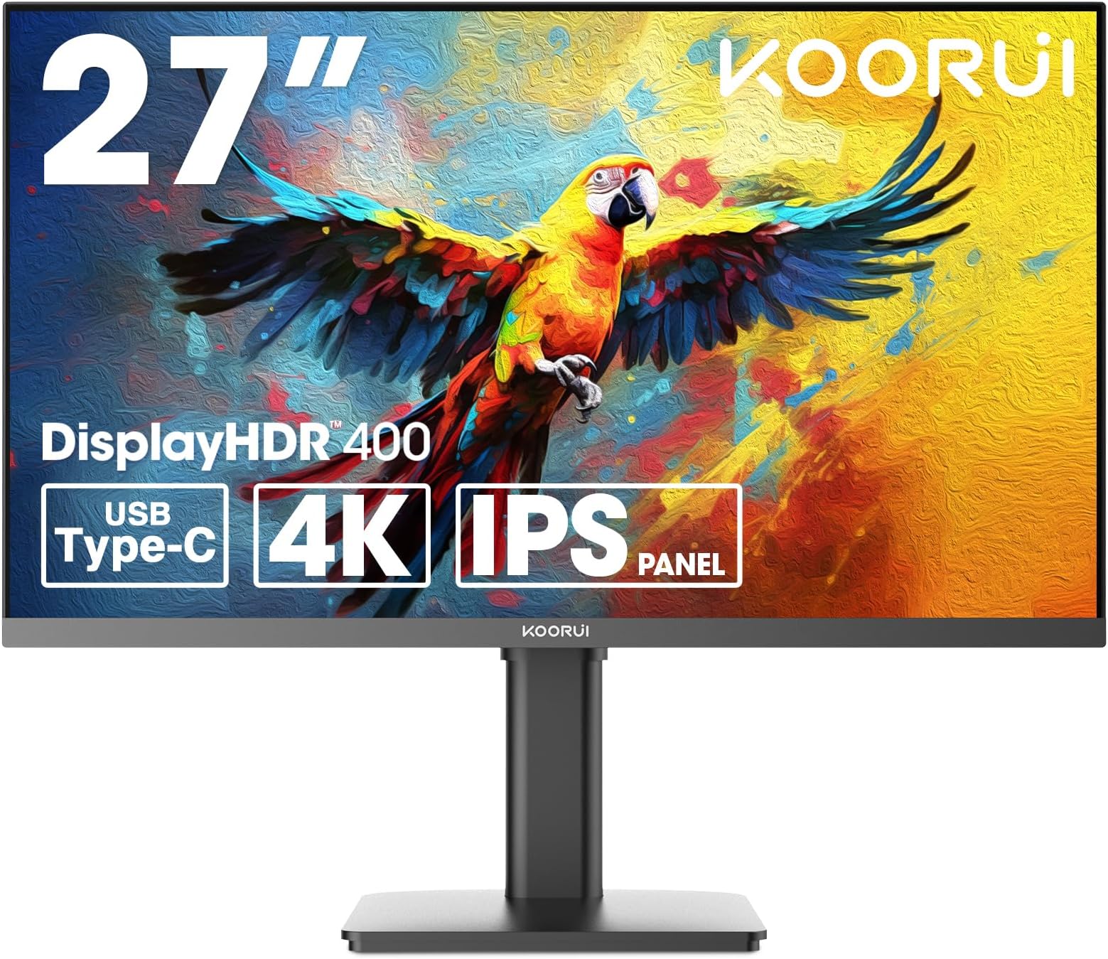 KOORUI 27N7U 27 inch 4K Monitor, UHD (3840 x 2160p) IPS Display, HDR ...
