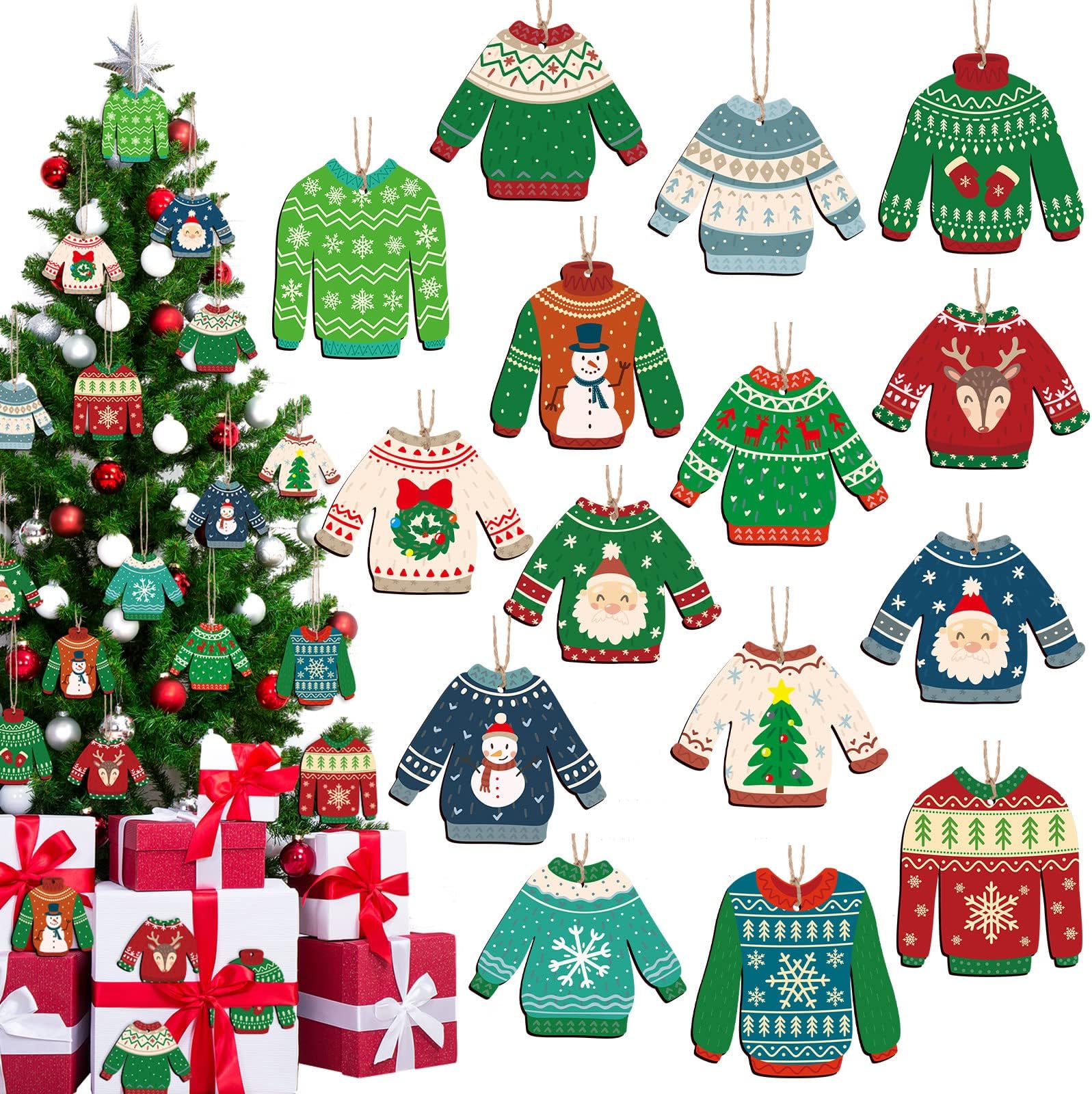 Amazon.com: Funrous 24 Pcs Christmas Ugly Sweater Crafts Kit Make Your ...