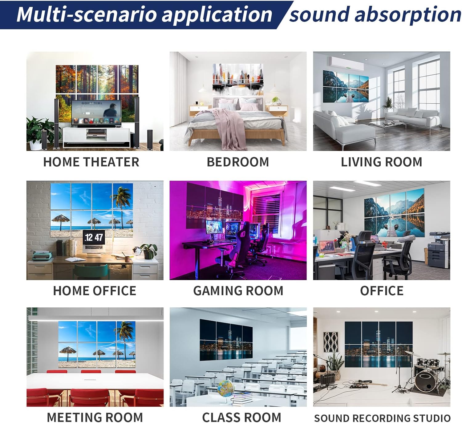 Large Soundproof Wall Art Decorative Painting | 48x32x0.4 Sound ...