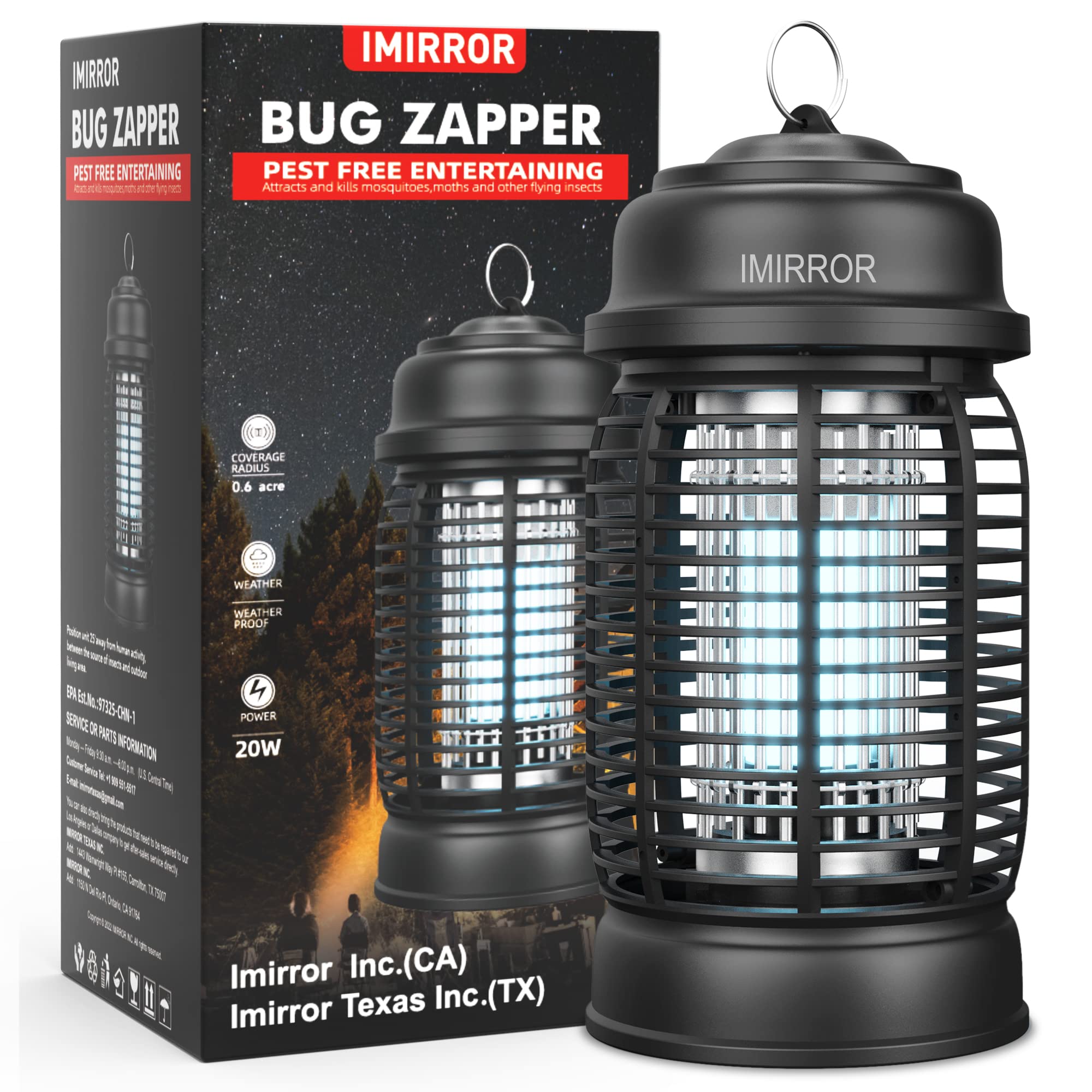 Amazon.com : Bug Zapper, imirror Outdoor Bug Zapper, Waterproof ...
