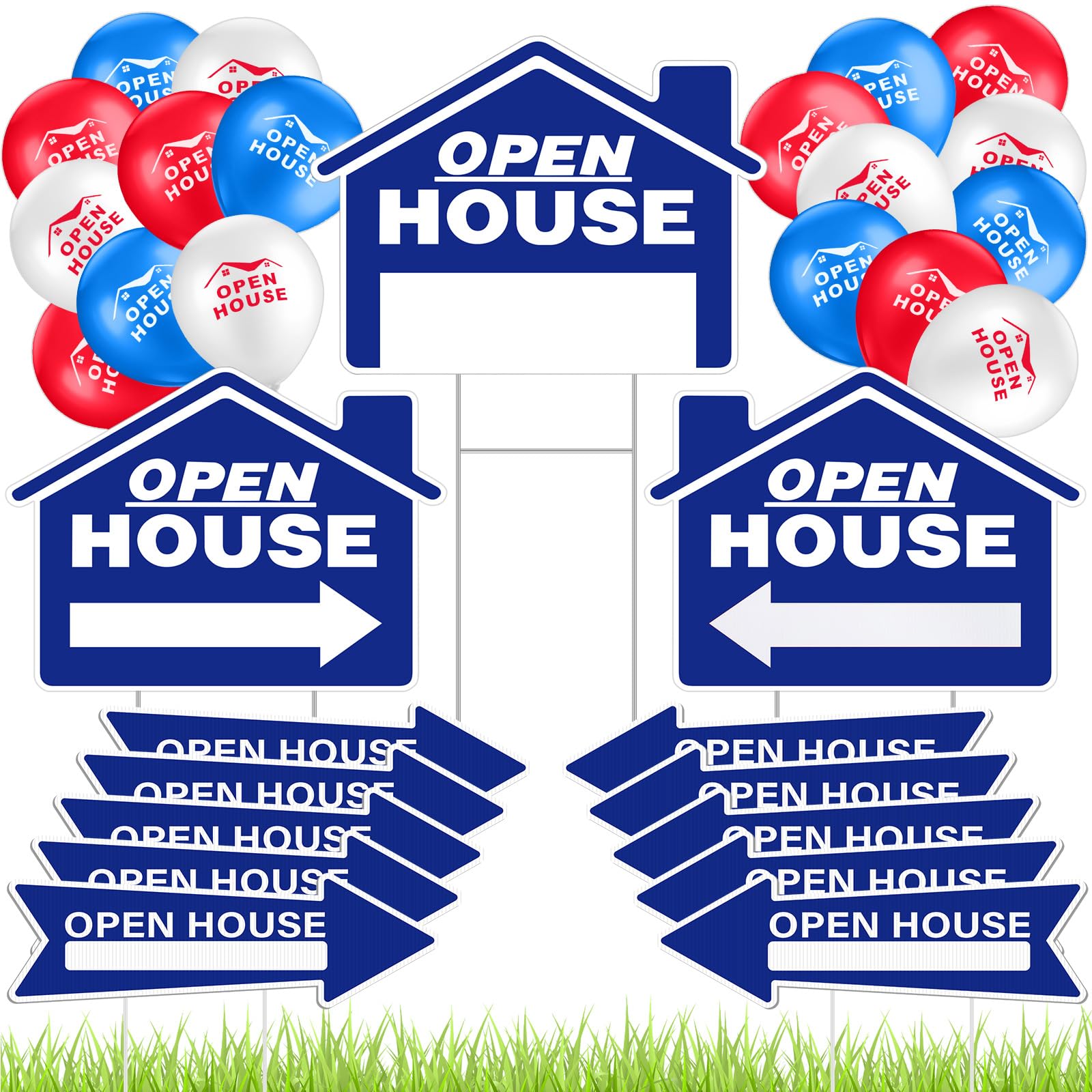 Snapklik.com : Pinkunn 43 Pack Open House Signs Set 3 Pcs 12 X 16 Inch ...