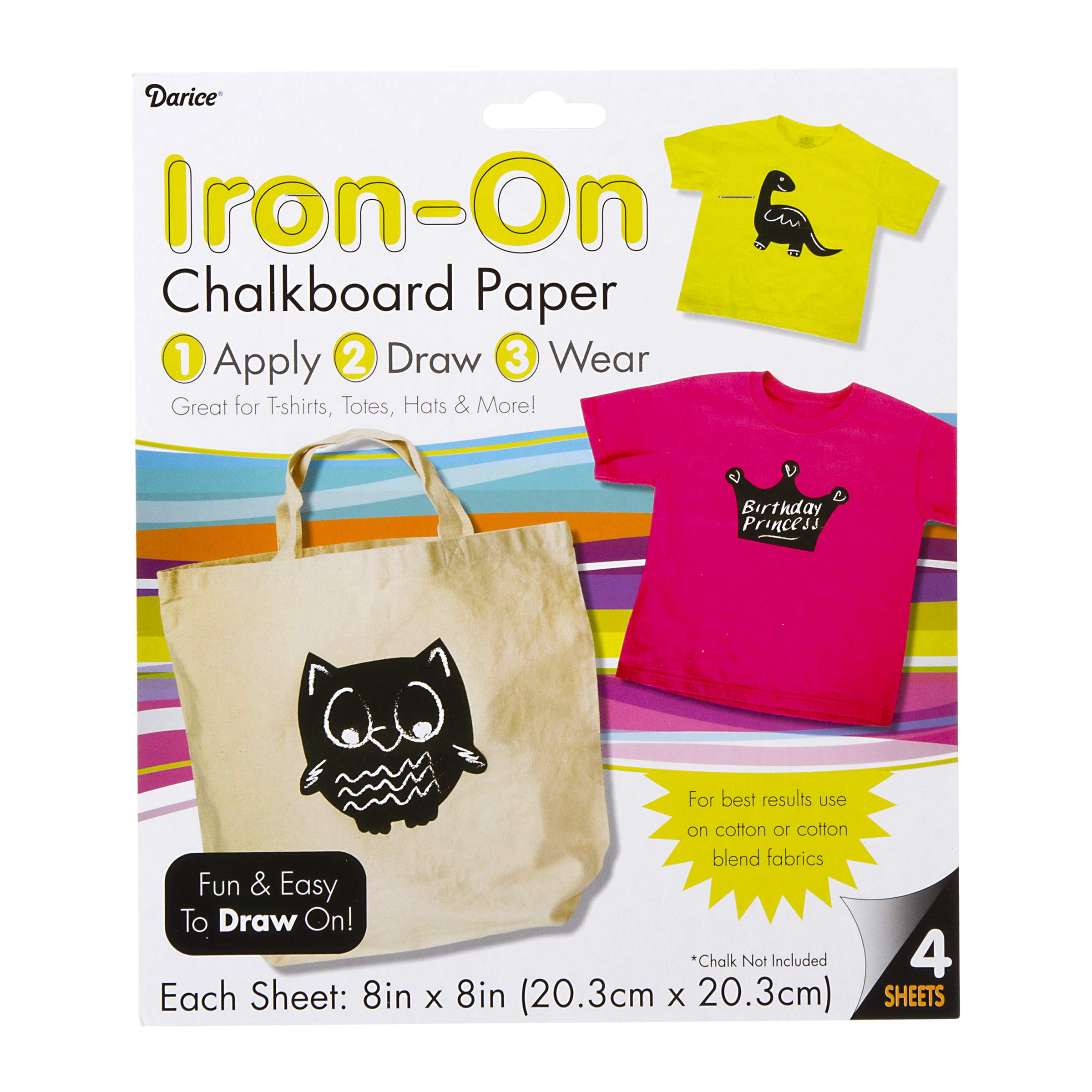 Amazon.com: Darice 2702-20 Iron On Chalkboard Sheet, 8x8 : Toys & Games