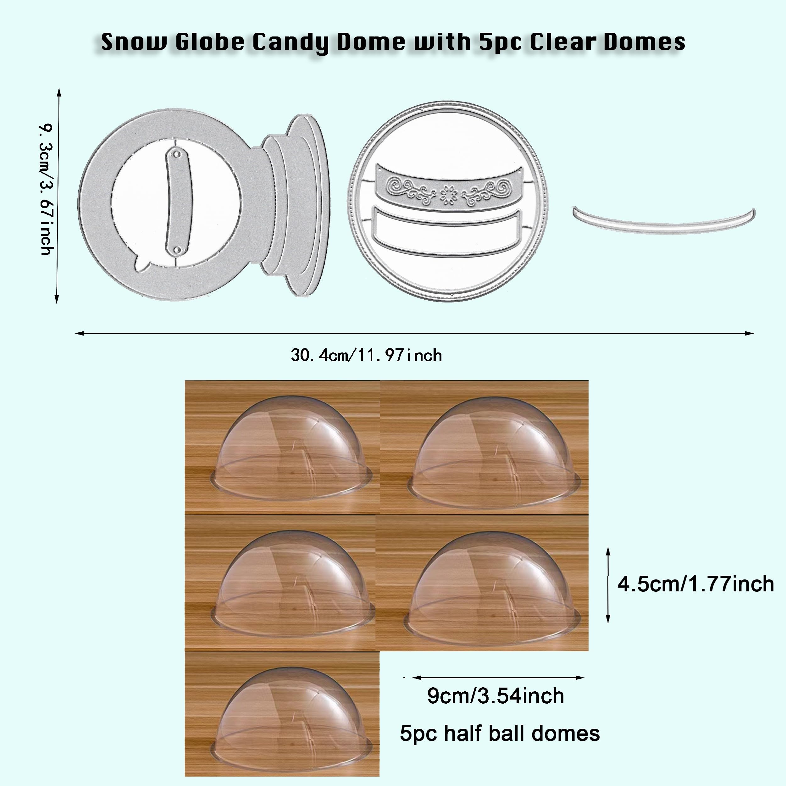 Snapklik.com : 1pc Snow Globe Candy Dome Metal Die & 5pc Transparent ...