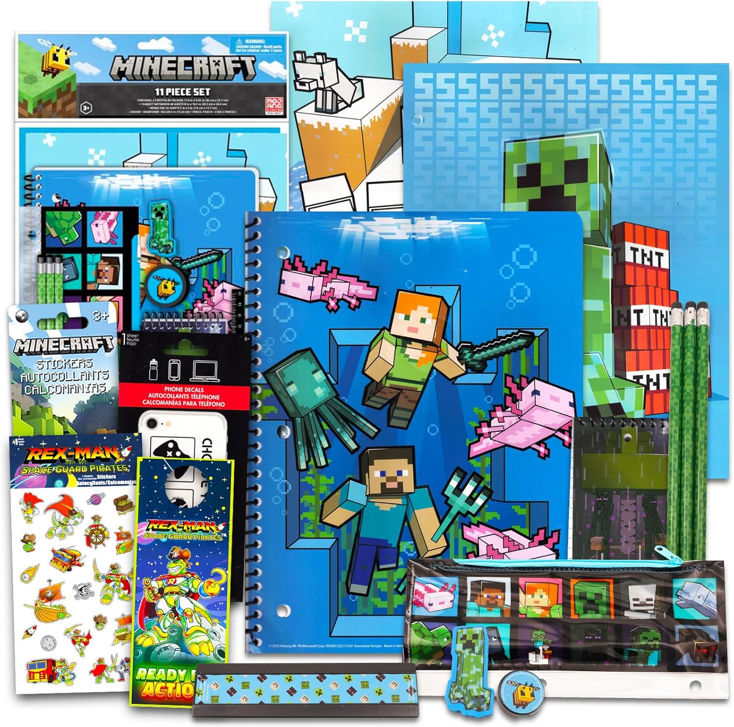 Amazon.com: Minecraft School Supplies Value Pack ~ 13 Pc Bundle with ...