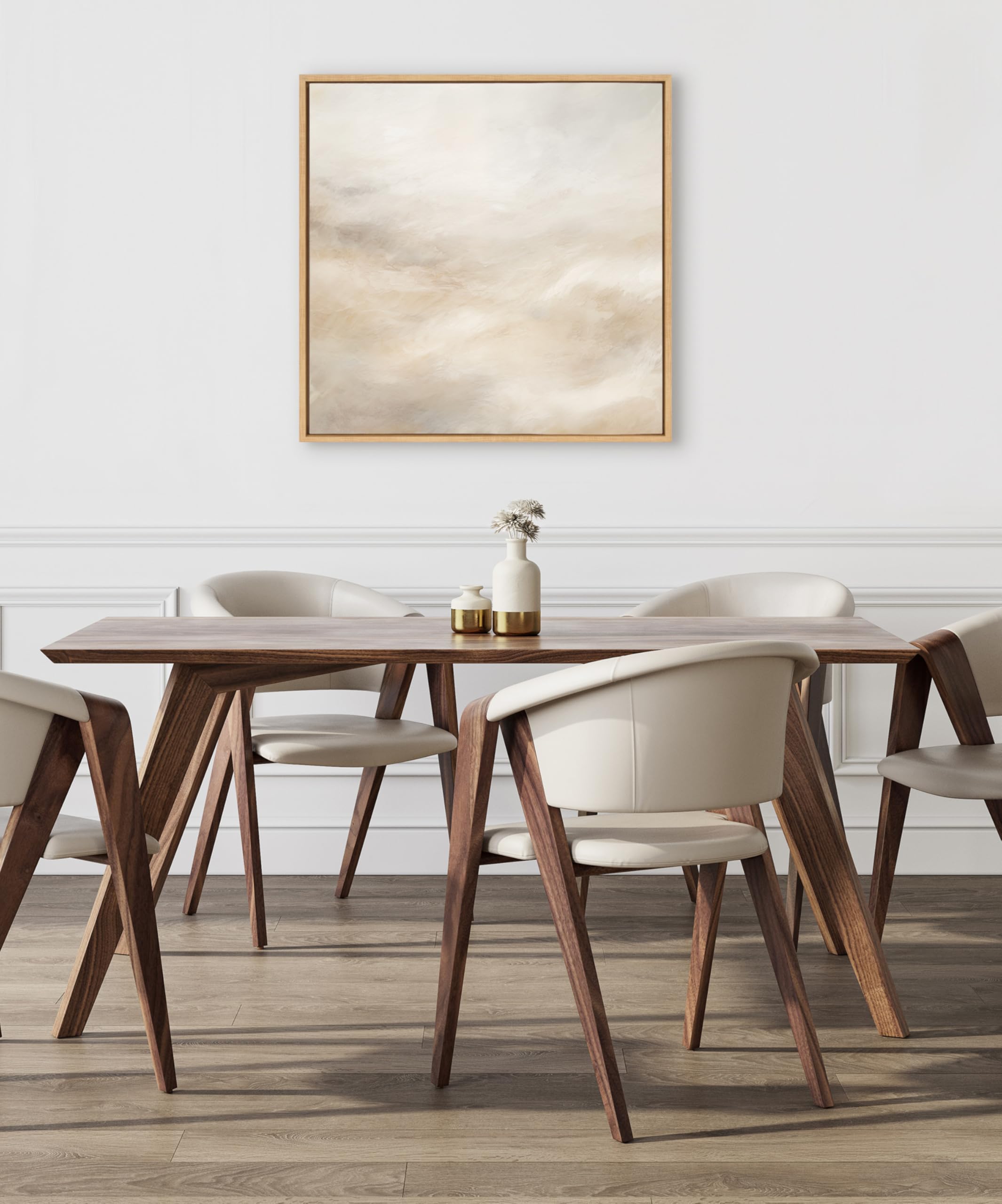 Kate and Laurel Sylvie Tonal Abstract Textural White and Beige Light ...