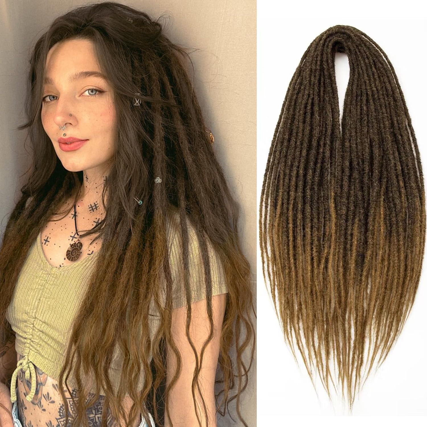 D-DIVINE Dreadlock Extensions 24inch Single Ended Hippie Dreads ...