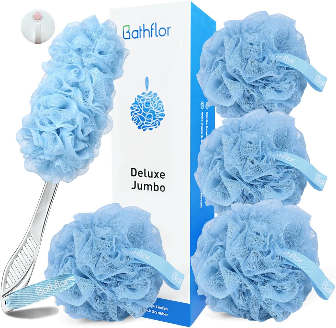Amazon.com: Bathflor Loofah Sponge, 6-in-1 Loofahs for Men Women, 80g ...