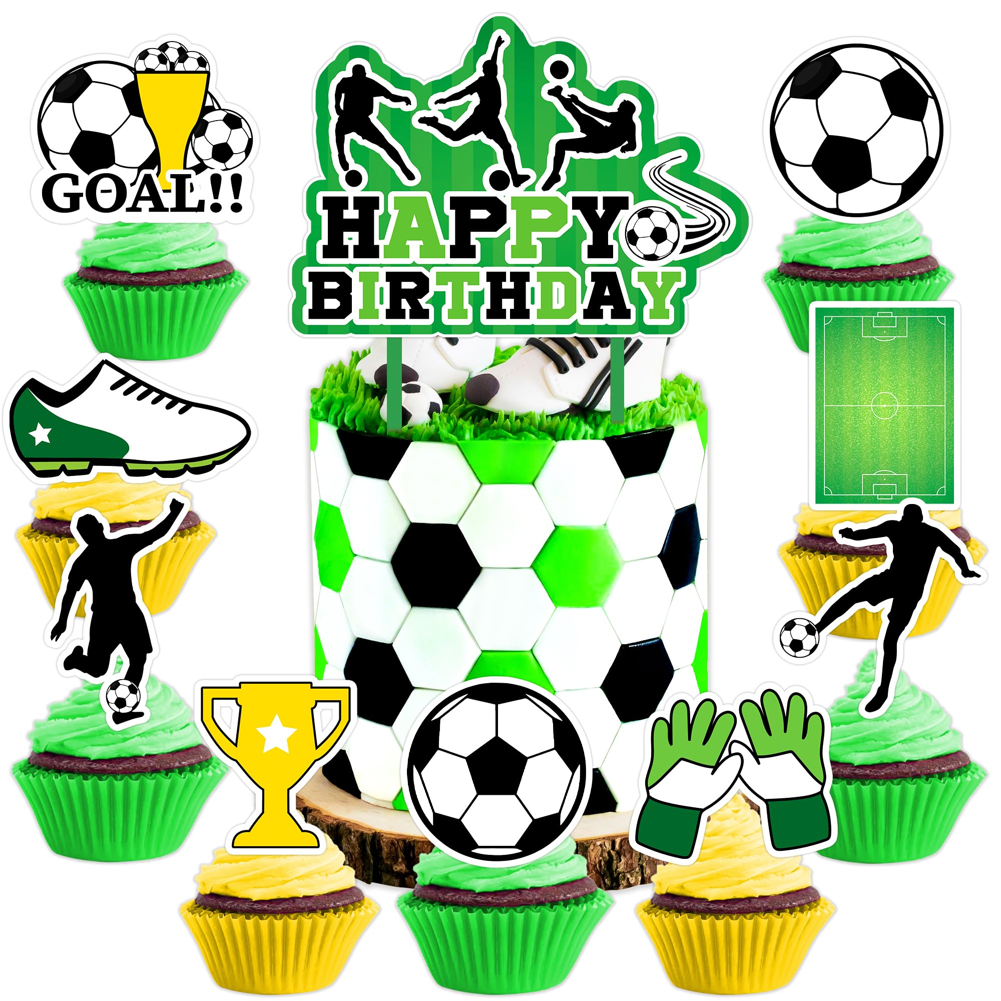 Amazon.com: 25PCS Soccer Cake Topper Cupcake Toppers Birthday Party ...