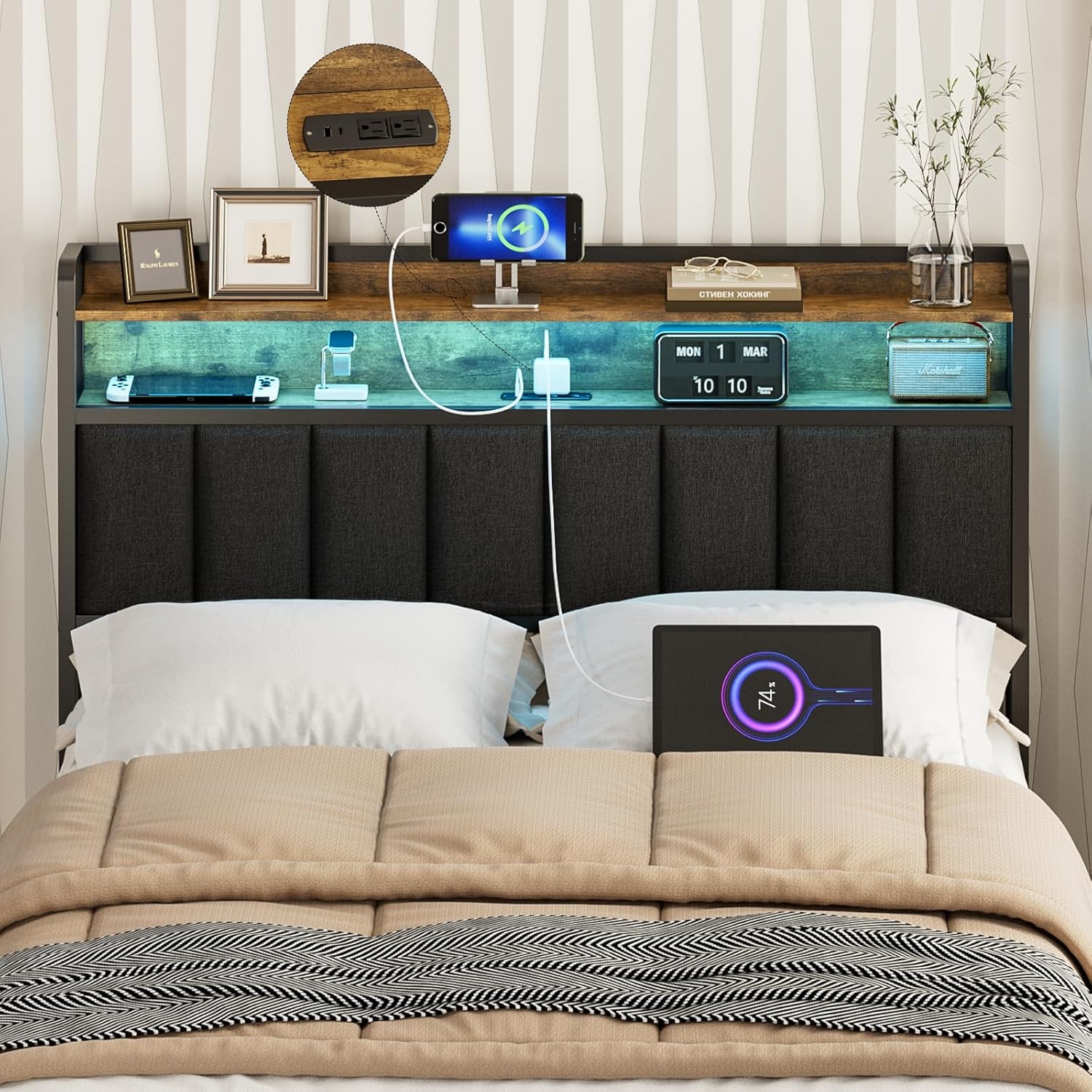 Amazon.com - AOVSA Headboard for Full Size Bed with Storage, Full ...