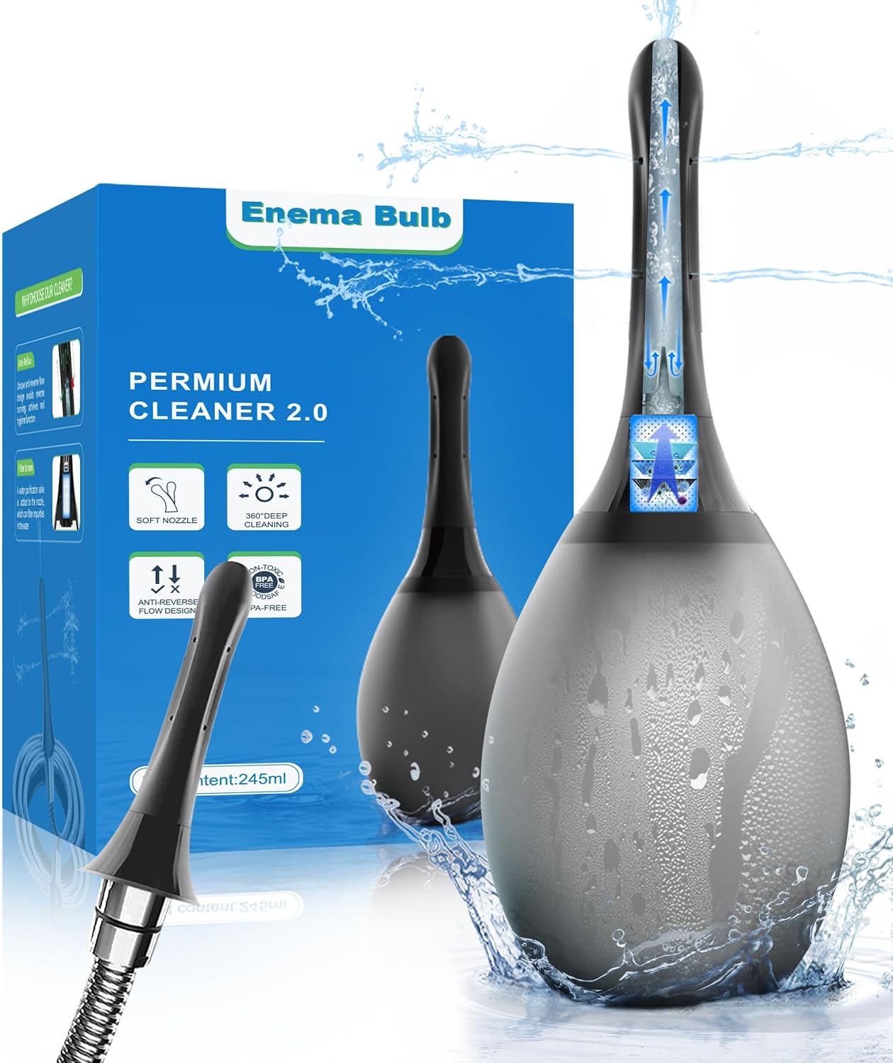 Amazon.com: Anal Douche Enema Bulb Kit for Men - 8.3oz, Anti-Backflow ...