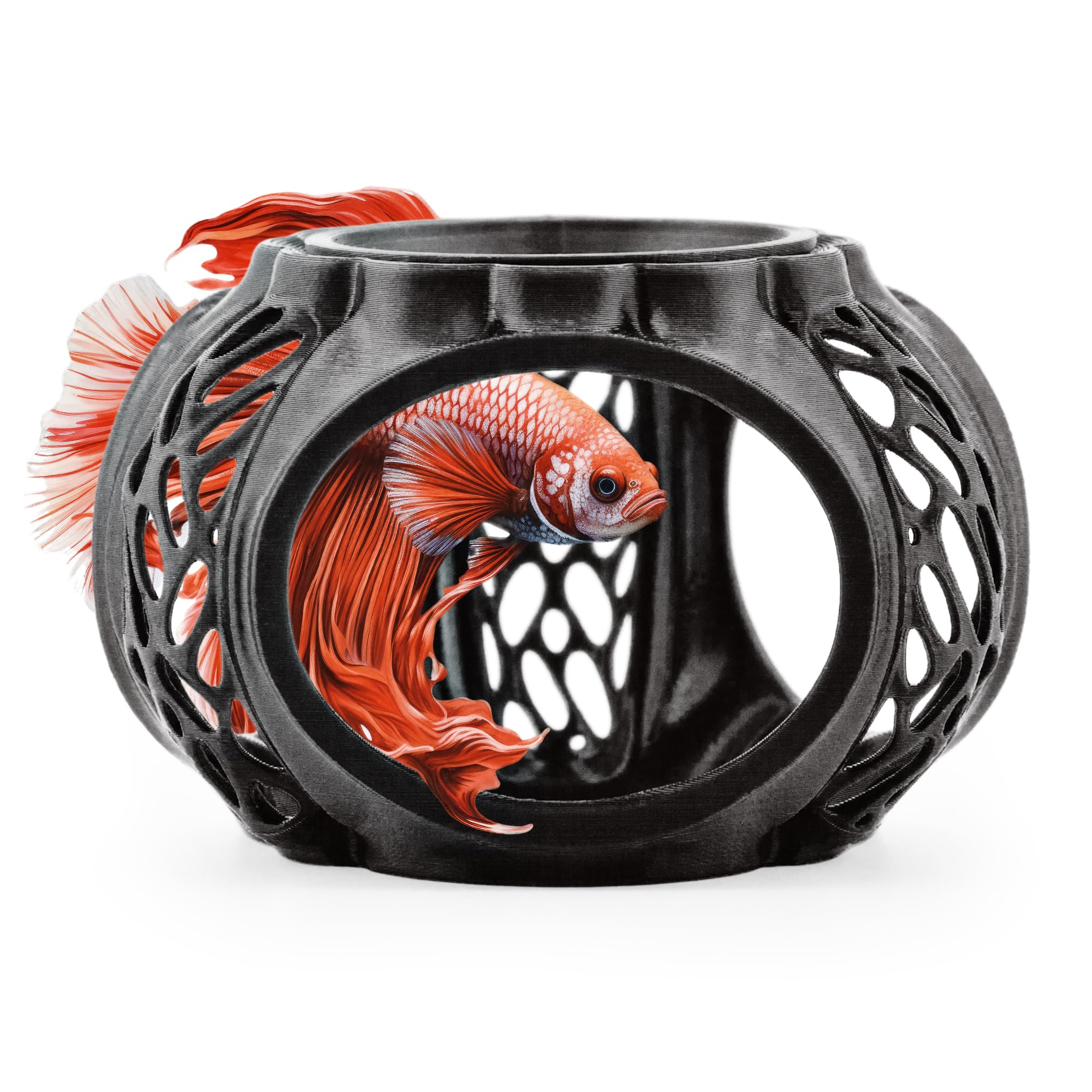 3D Printed Fish Cave Floating Betta Fish Hideaway With Feeder - 3D ...