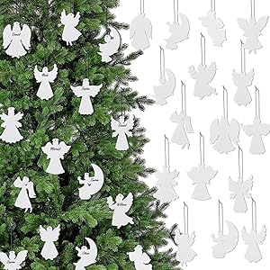 Amazon.com: CroBlissful 32 Pcs White Wooden Angel Ornament Christmas ...