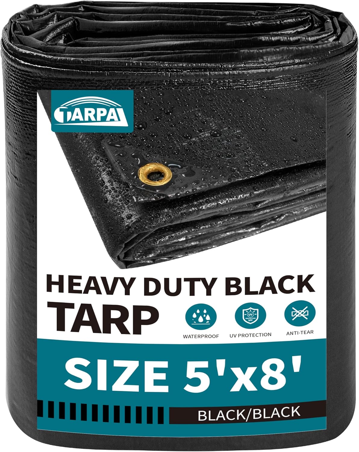 TARPAL 5x8ft tarp Black tarps 14mil Heavy Duty tarp Small Tarps，Water ...