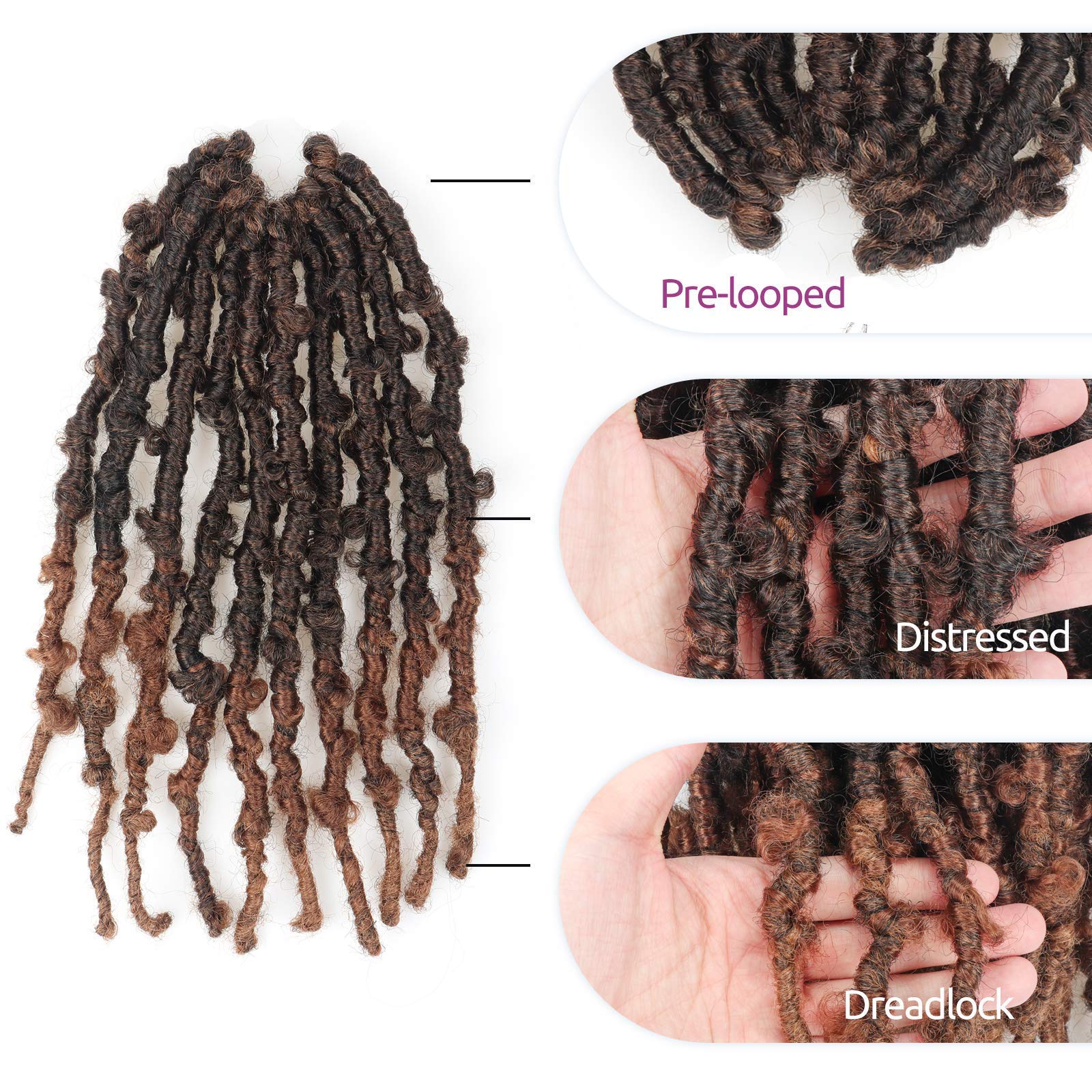 Buy ToyoTress Butterfly Locs Crochet Hair - 12 inch 8 Pcs T30 Ombre ...