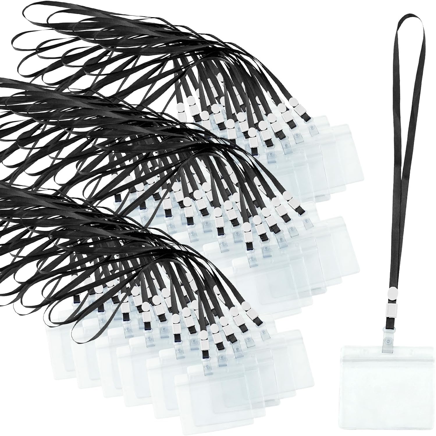 Amazon | Webirth 名札ホルダー 【便利な収納袋つき！】交換用名札予備パーツ付属 名札ケース 首下げ 図面ファイル (黒 100枚) | 名札・ホルダー | 文房具・オフィス用品