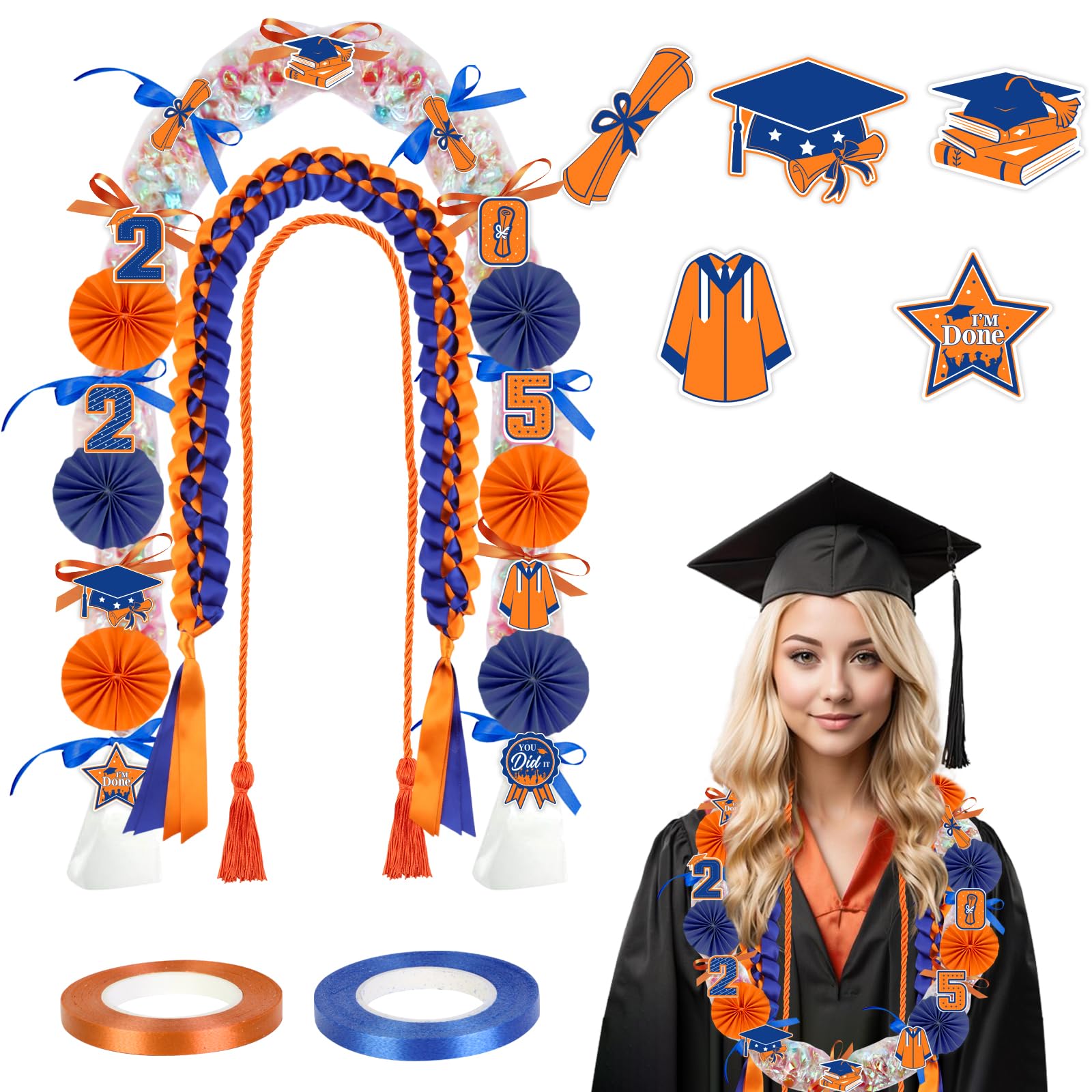 Amazon.com: CORNER LACE 77PCS Graduation Leis Kit Hawaiian Congrats ...