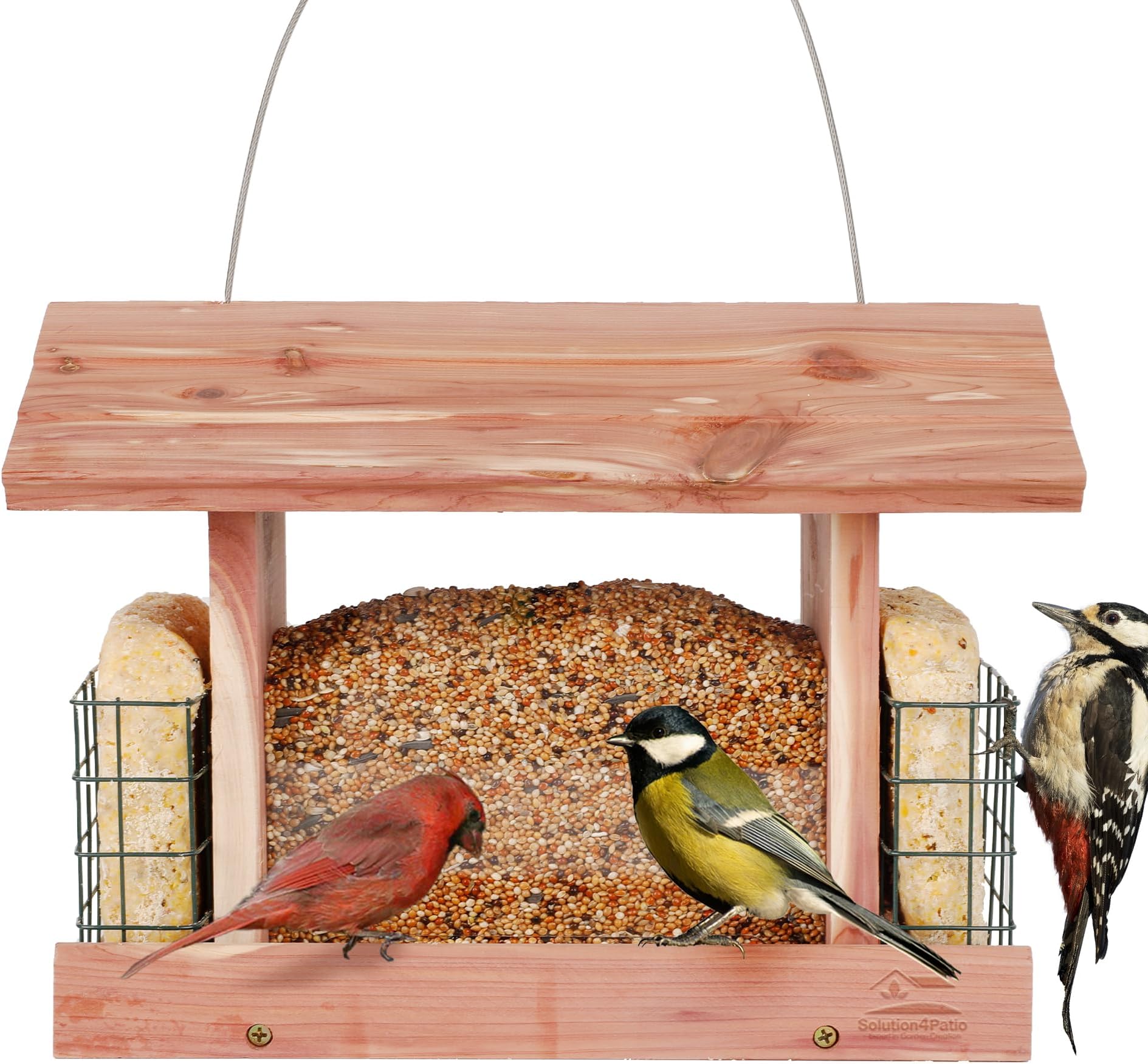 Amazon.com : Bird Feeders for Outdoors Hanging - Wooden Bird Feeder ...