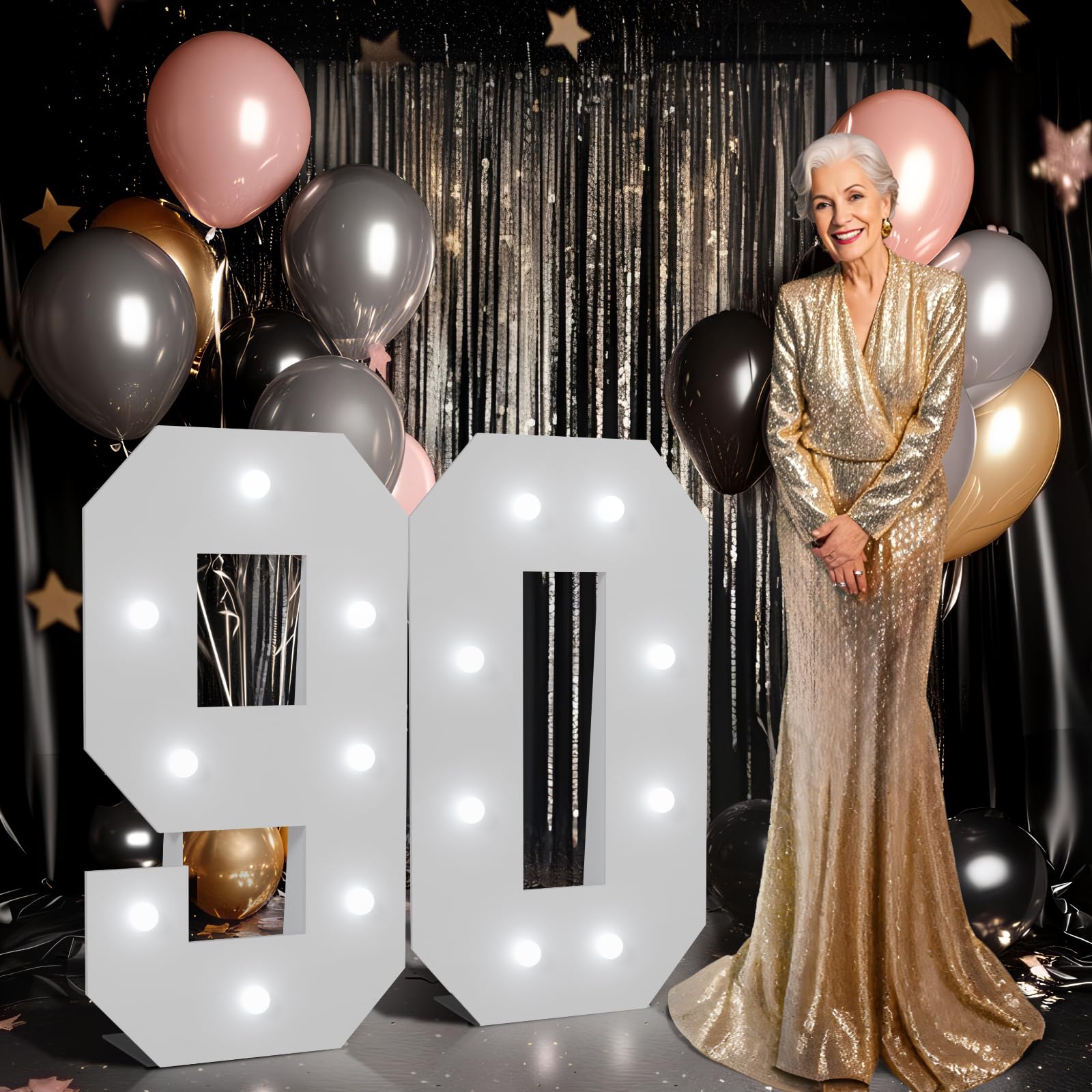 Amazon.com: imprsv Marquee Numbers Large 90th-Birthday Decorations: 3ft ...