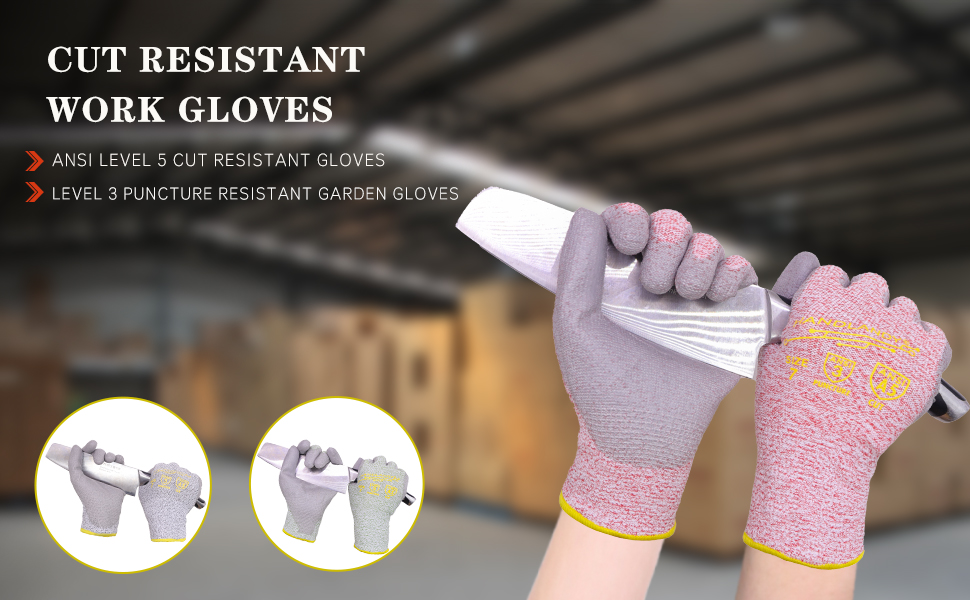 Watch Cut Resistant Gloves, Work Gloves Men Women,PU Coated Gloves on ...