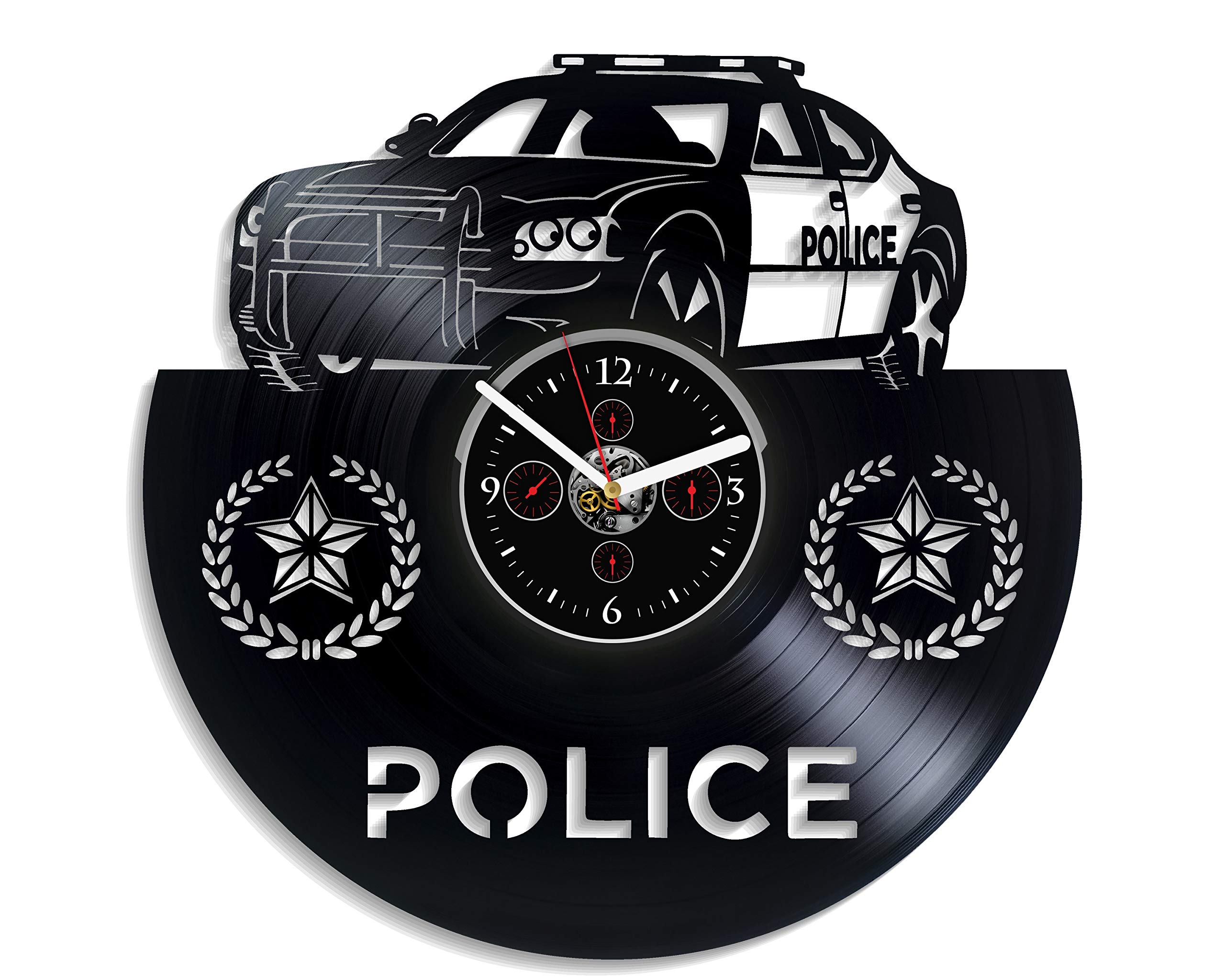 Amazon.com: Police Car Wall Clock Vintage Vinyl Record Retro Wall Clock ...