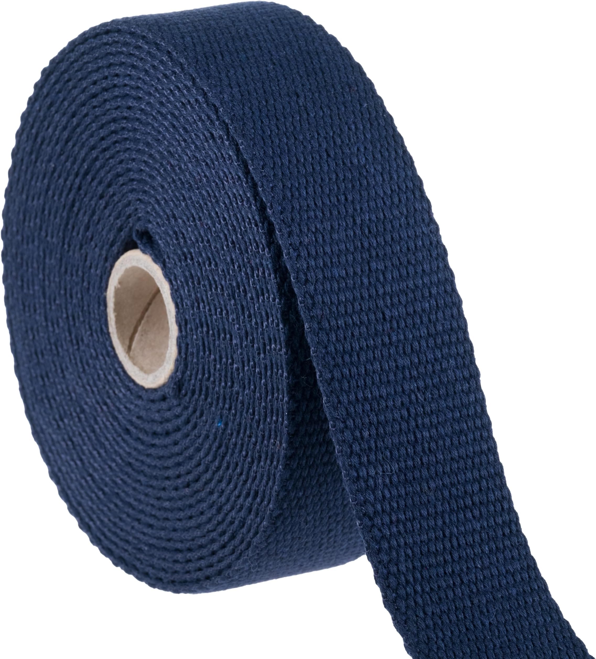 Heavy Duty Cotton Webbing Strap, 1 or 1.5 Inches and Colours, 5m (Navy ...