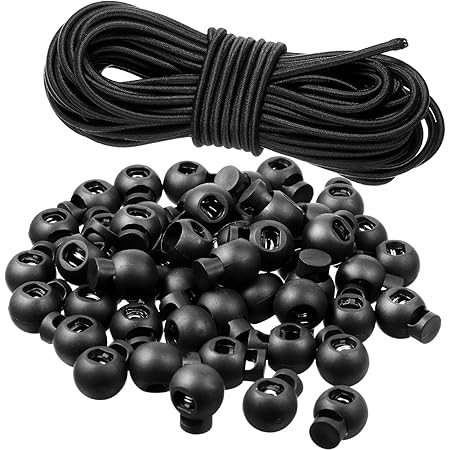 50 Pieces Plastic Cord Locks Single Hole Spring Toggle Stoppers Buttons ...