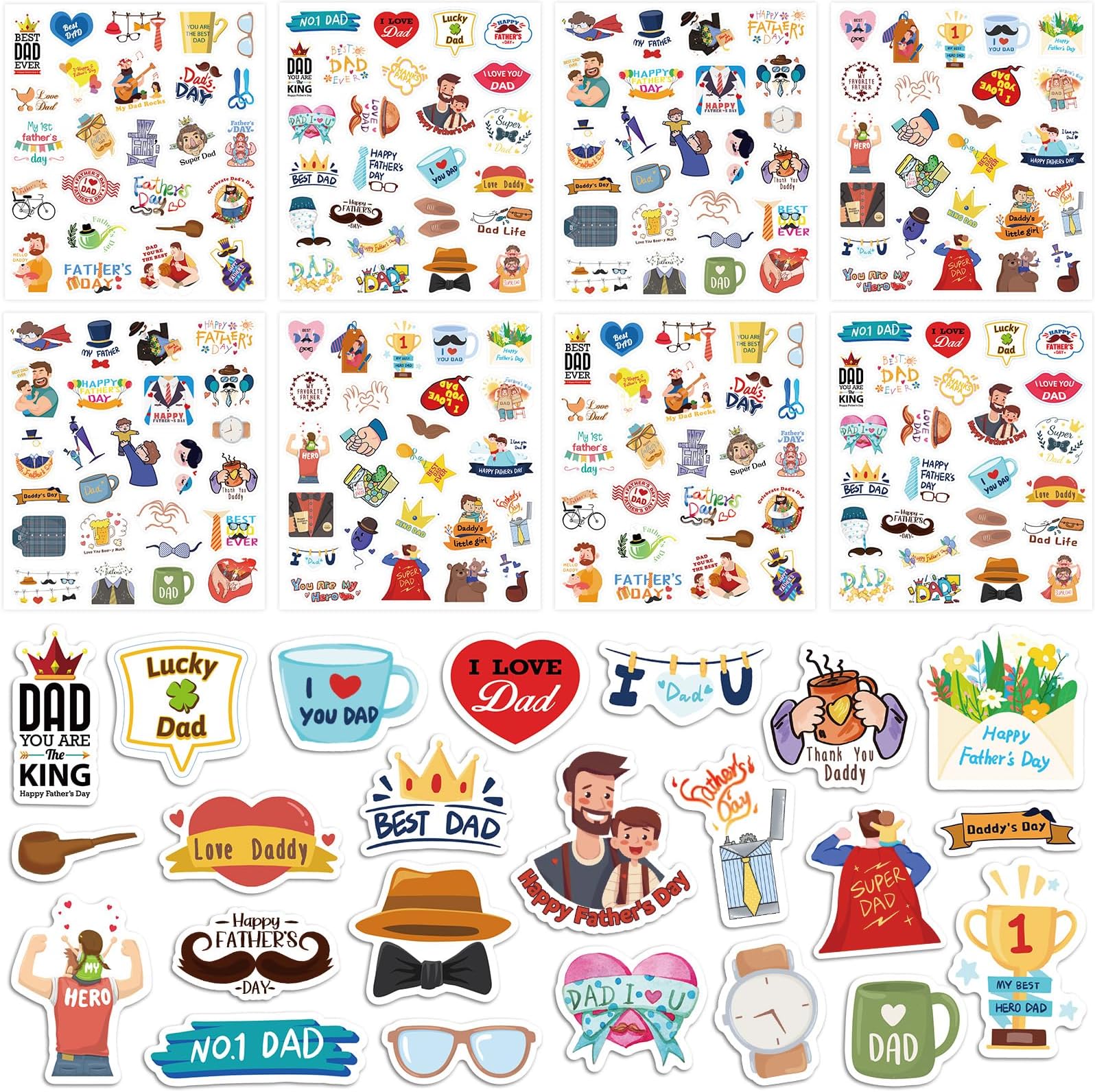 Amazon.com: Happy Fathers Day Stickers for Adults Kids, 24 Sheets ...