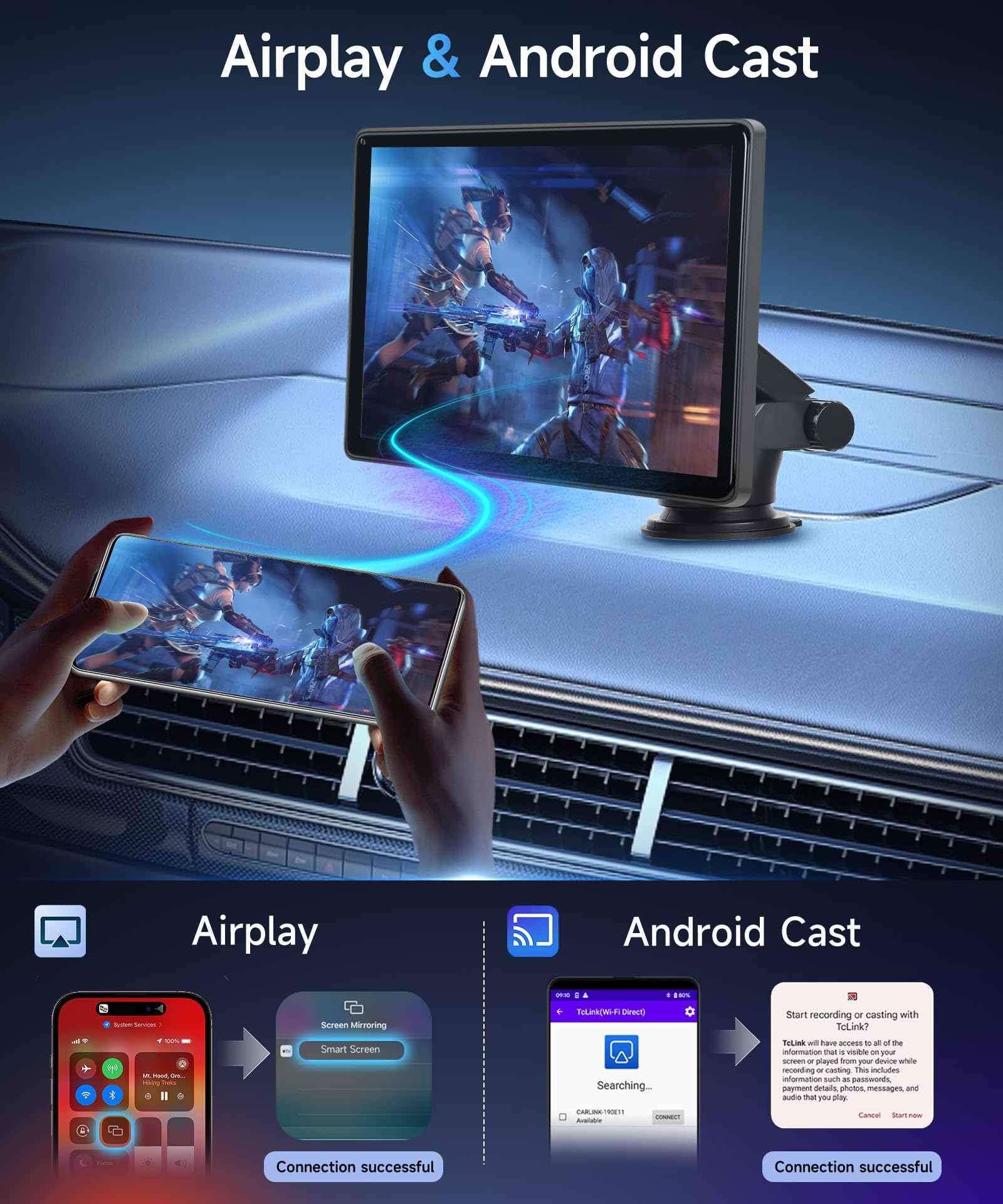 Portable Car Stereo Wireless Carplay 8 Inch Vertical Rotatable Screen ...