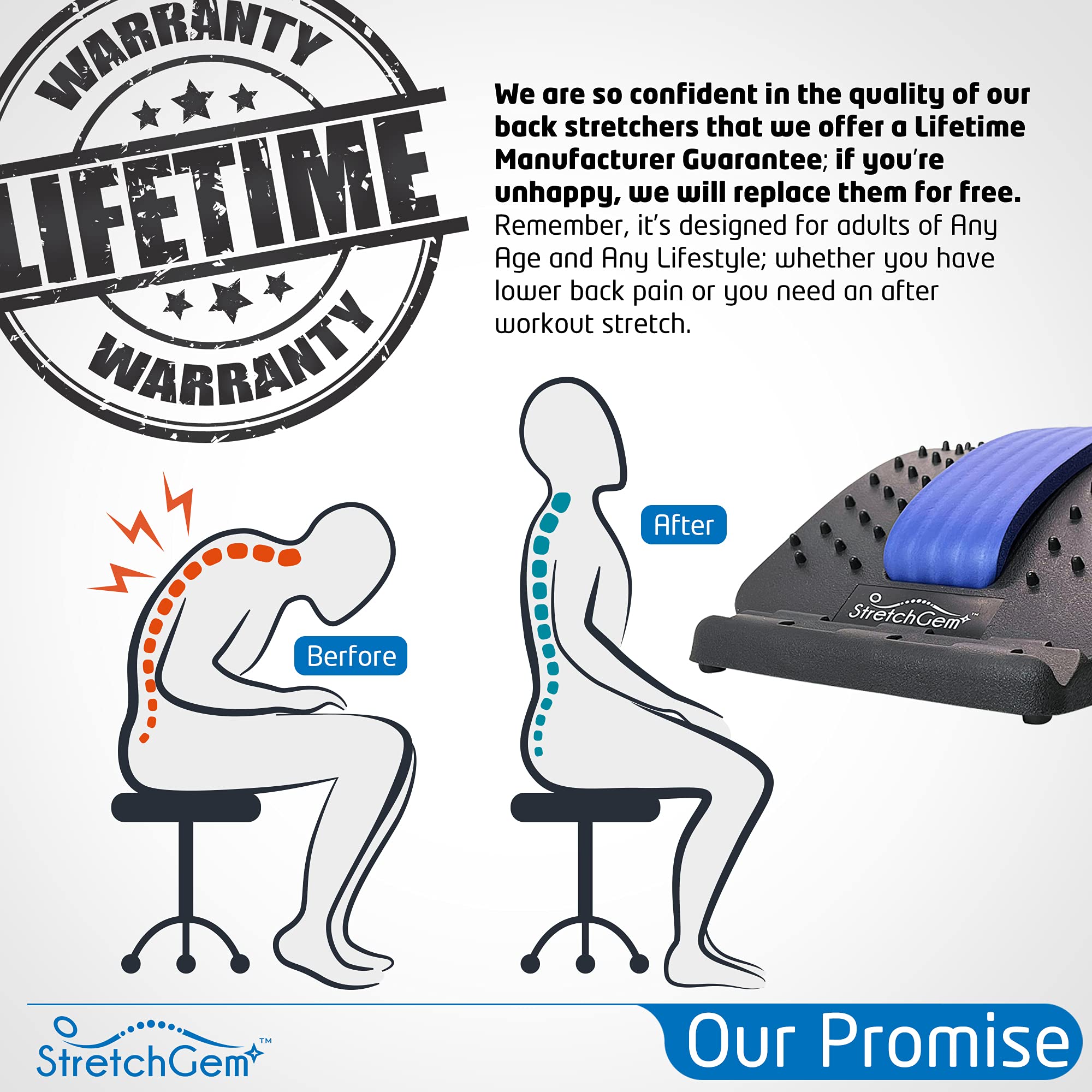 Buy Lumbar Back Stretcher, Orthopedic Support Pain Relief Device, Upper ...