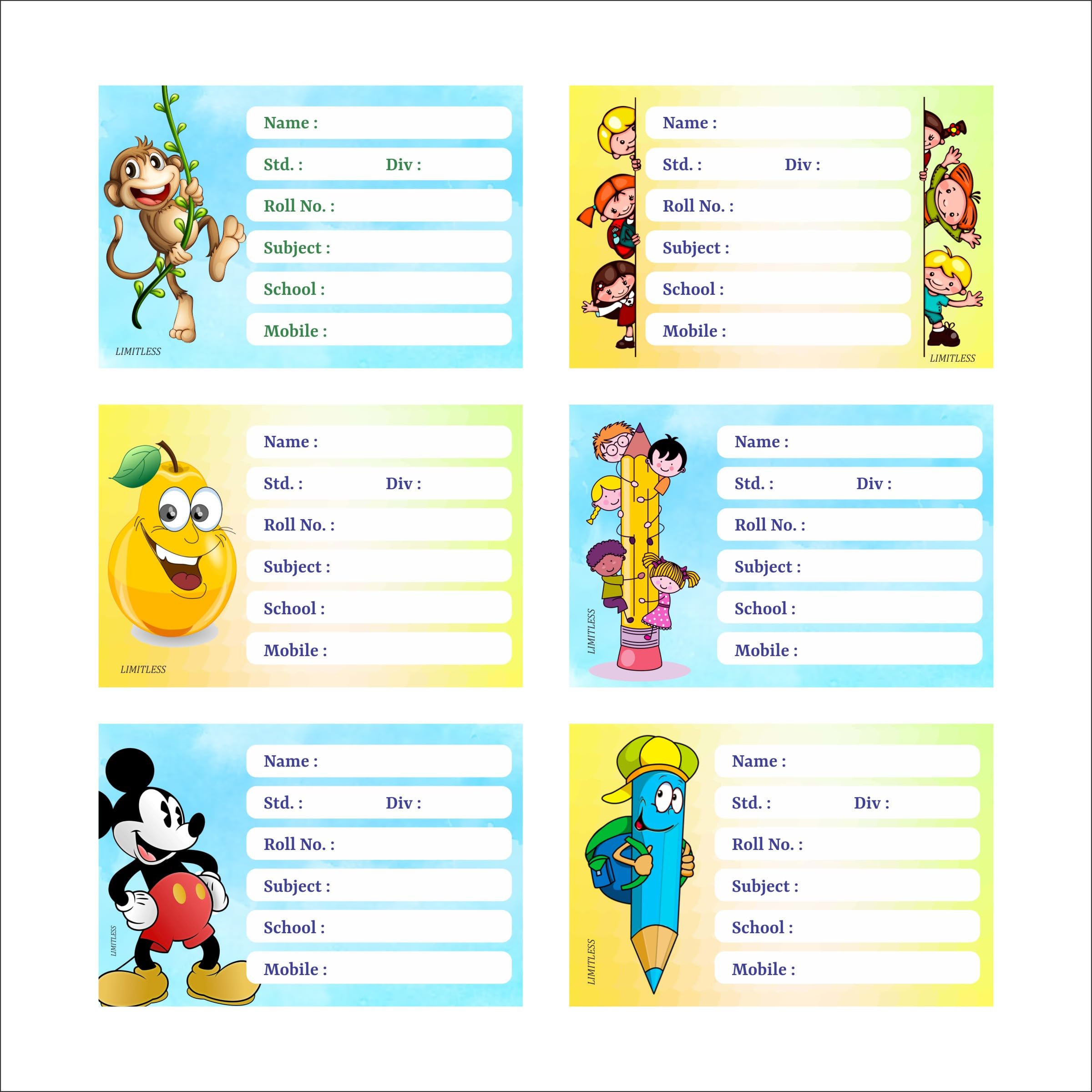 Limitless Note Books Stickers for Kids School Labels (Sticker Count 240 ...