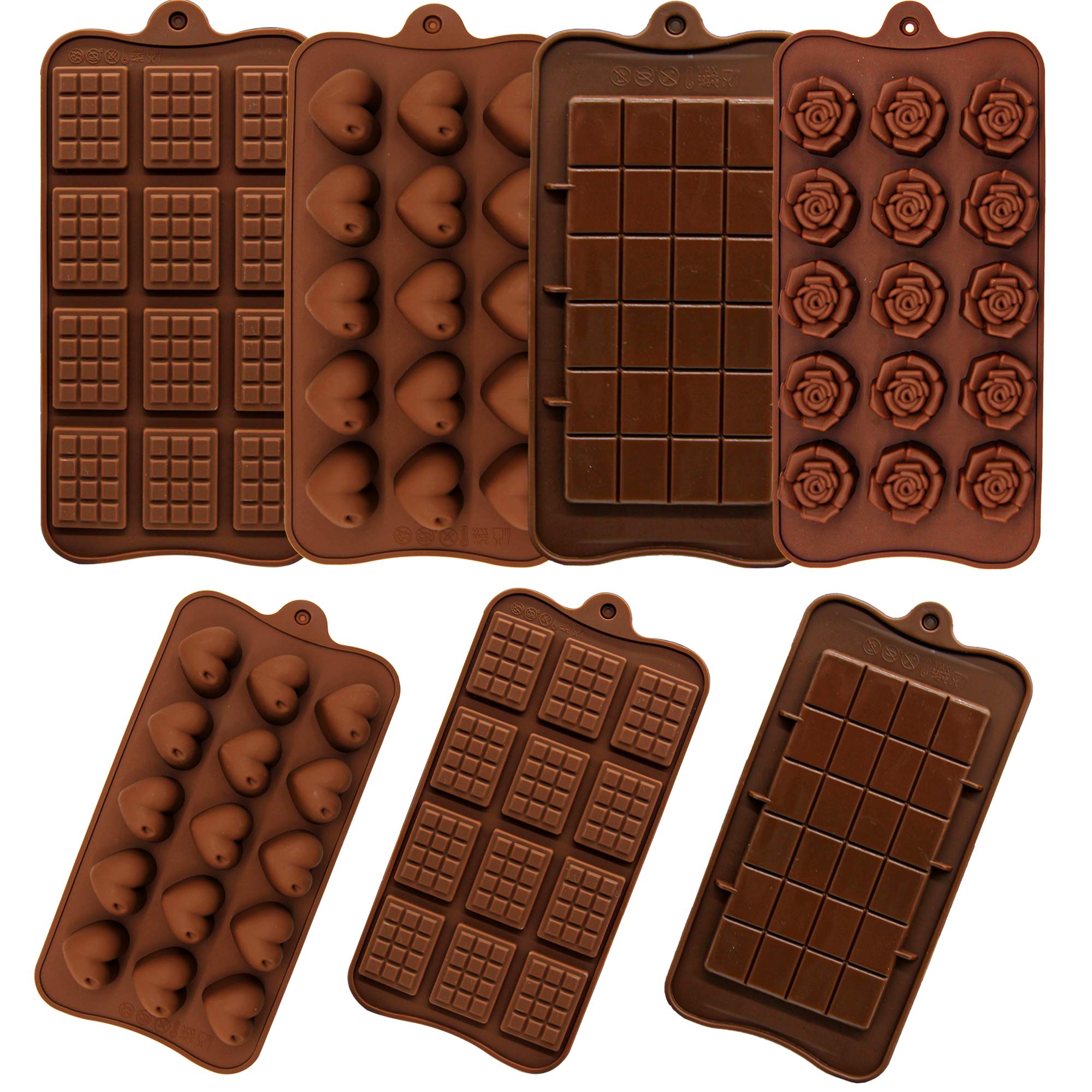 Snapklik.com : SiliQueen 7 Pieces Silicone Chocolate Molds, Candy ...