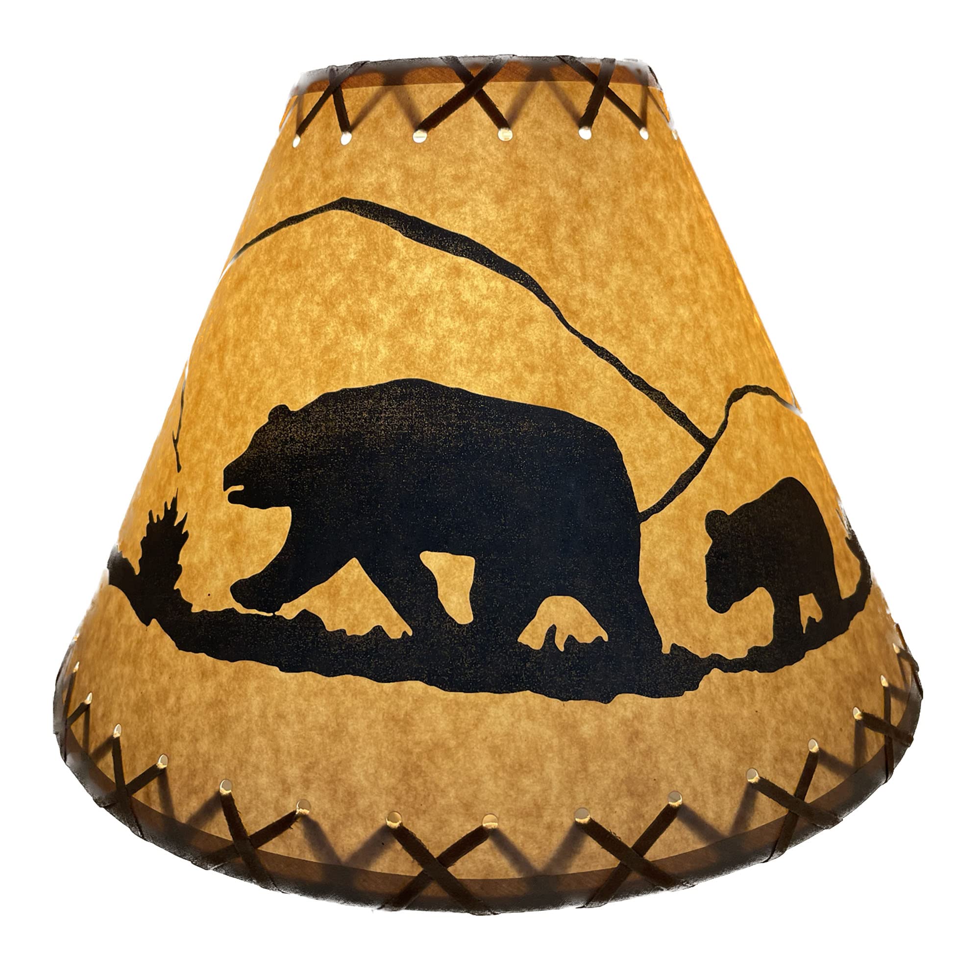 Rustic Oiled Kraft Laced Bear Lamp Shade - 14" - Amazon.com