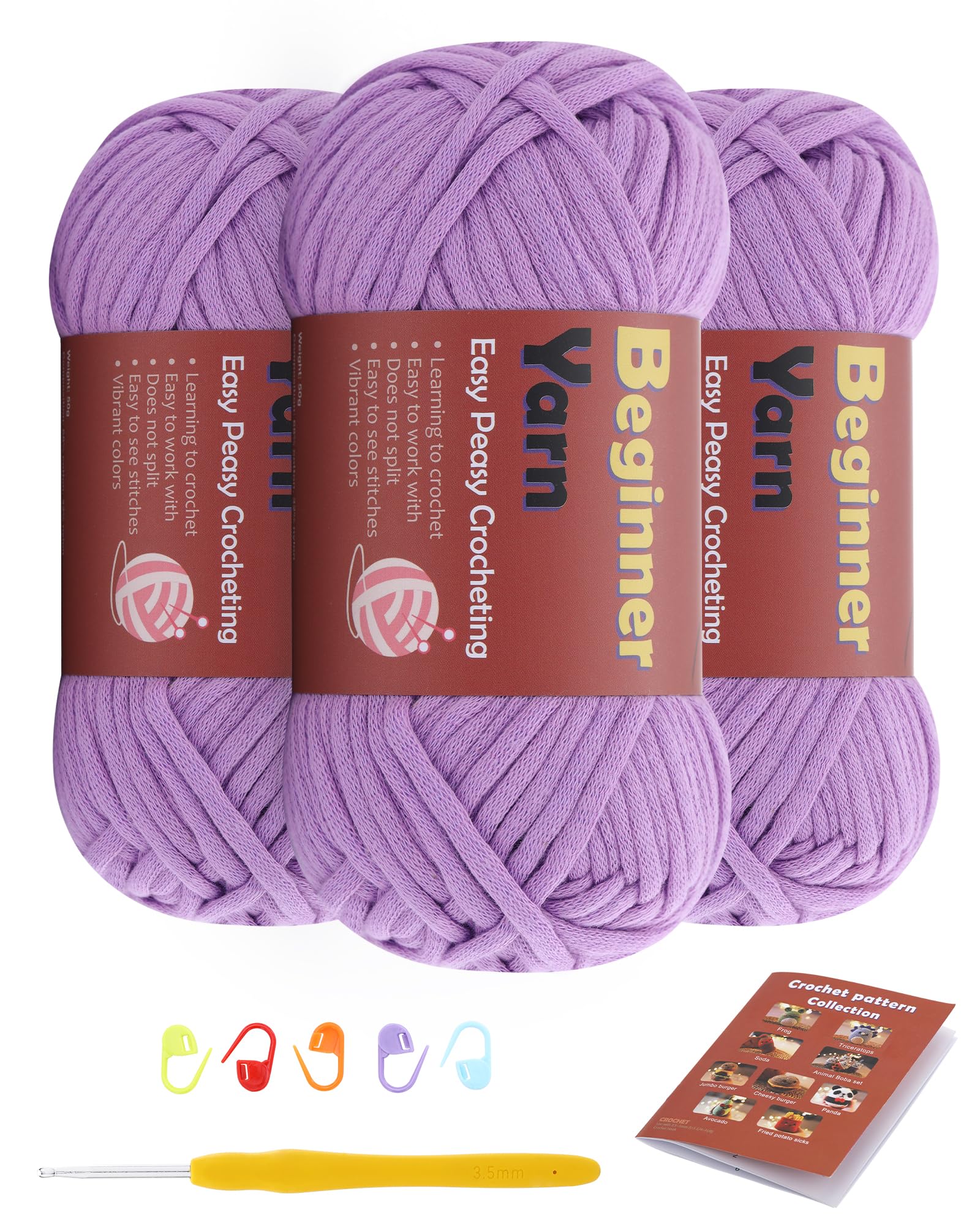 Amazon.com: Crochet Yarn for Crocheting - 3 PCS Light Purple Cotton ...