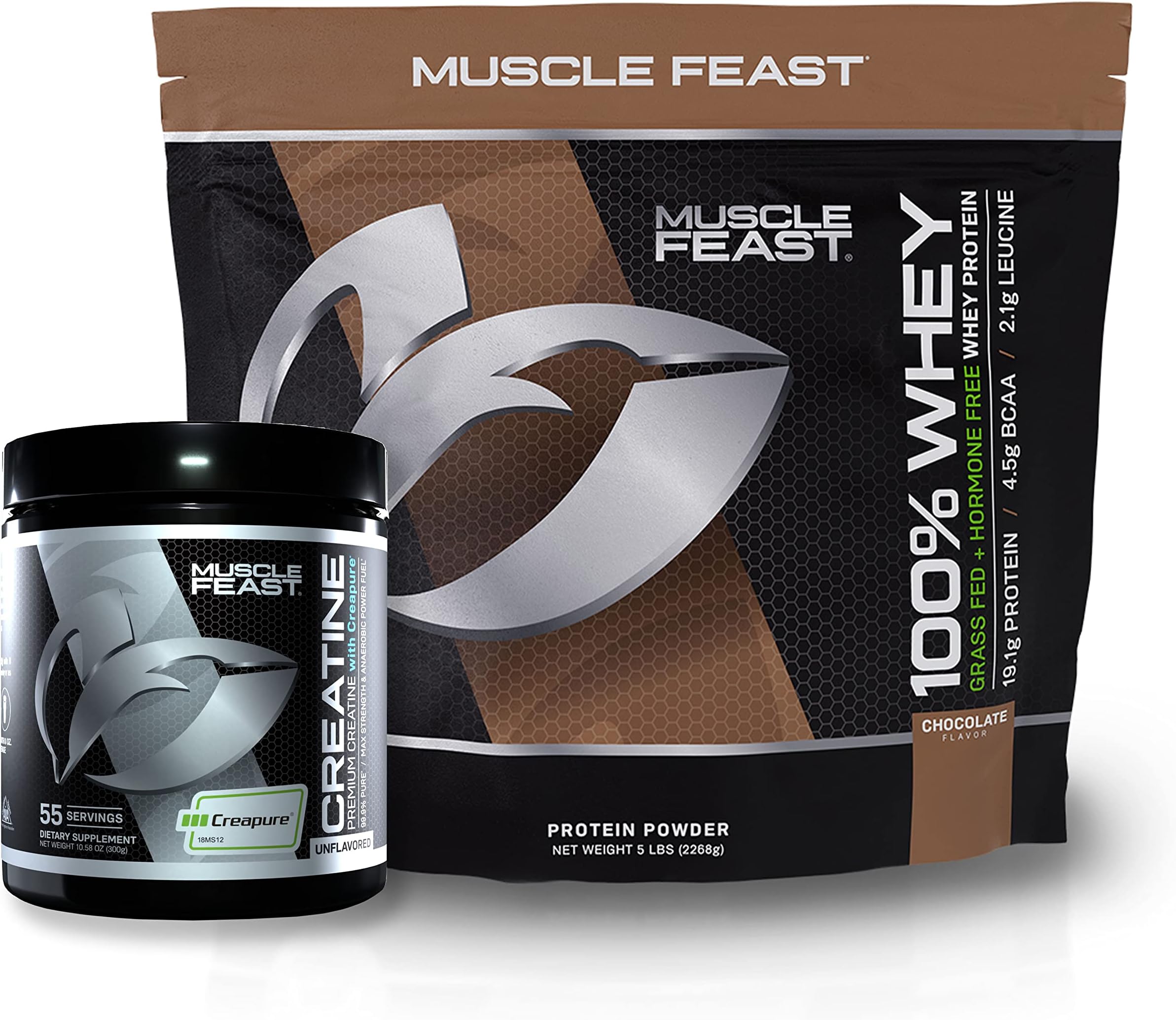 Amazon.com: Muscle Feast 100% Whey + Creatine Bundle: (1) 100% Whey ...