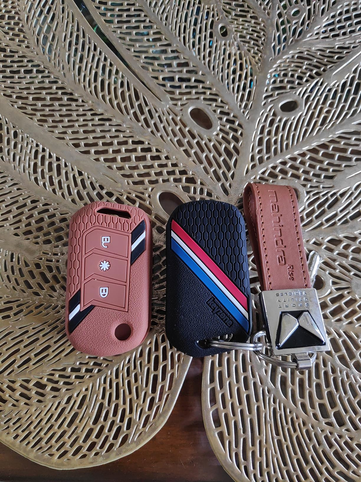 Keyzone® Striped Key Cover and Keyring Compatible for Marazzo, Scorpio ...