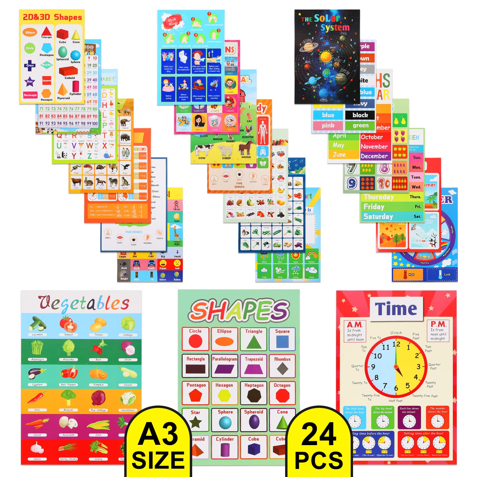 Buy A3 Alphabet , Topretty Educational s for Preschool 24 Pcs Child ...