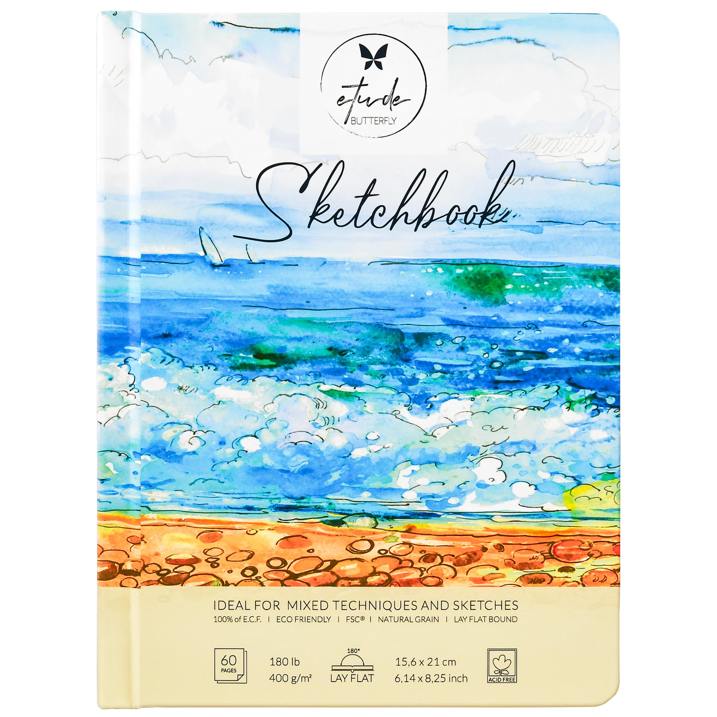 Amazon.com: Mixed Media Sketch Book Hardcover 60 Pages Thick 400 GSM ...