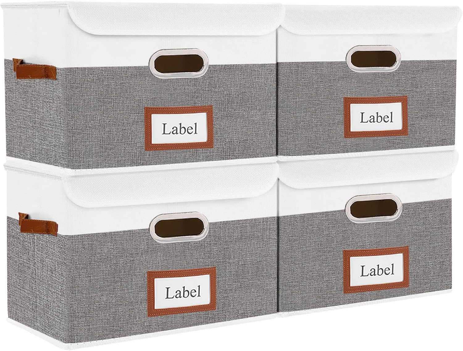 Amazon.com: Yawinhe 4-Pack Storage Boxes with Lids, Storage Baskets ...