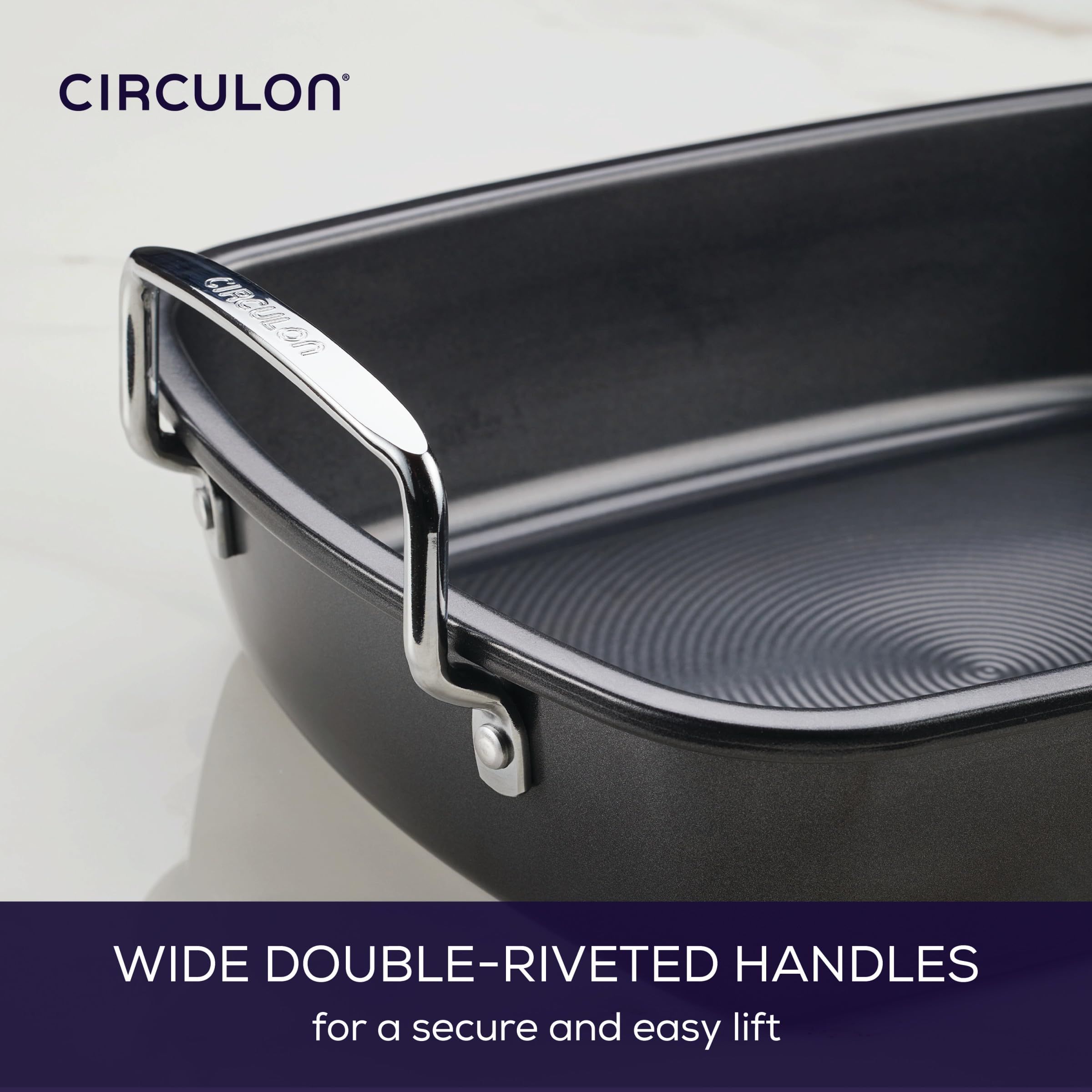 Circulon Ultra Lasting Nonstick Roaster/Roasting Pan with Easy Serve ...