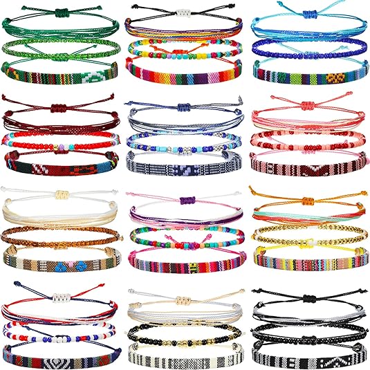 Amazon.com: Yinkin 36 Pcs Surfer Bracelets for Men Unisex Christmas ...