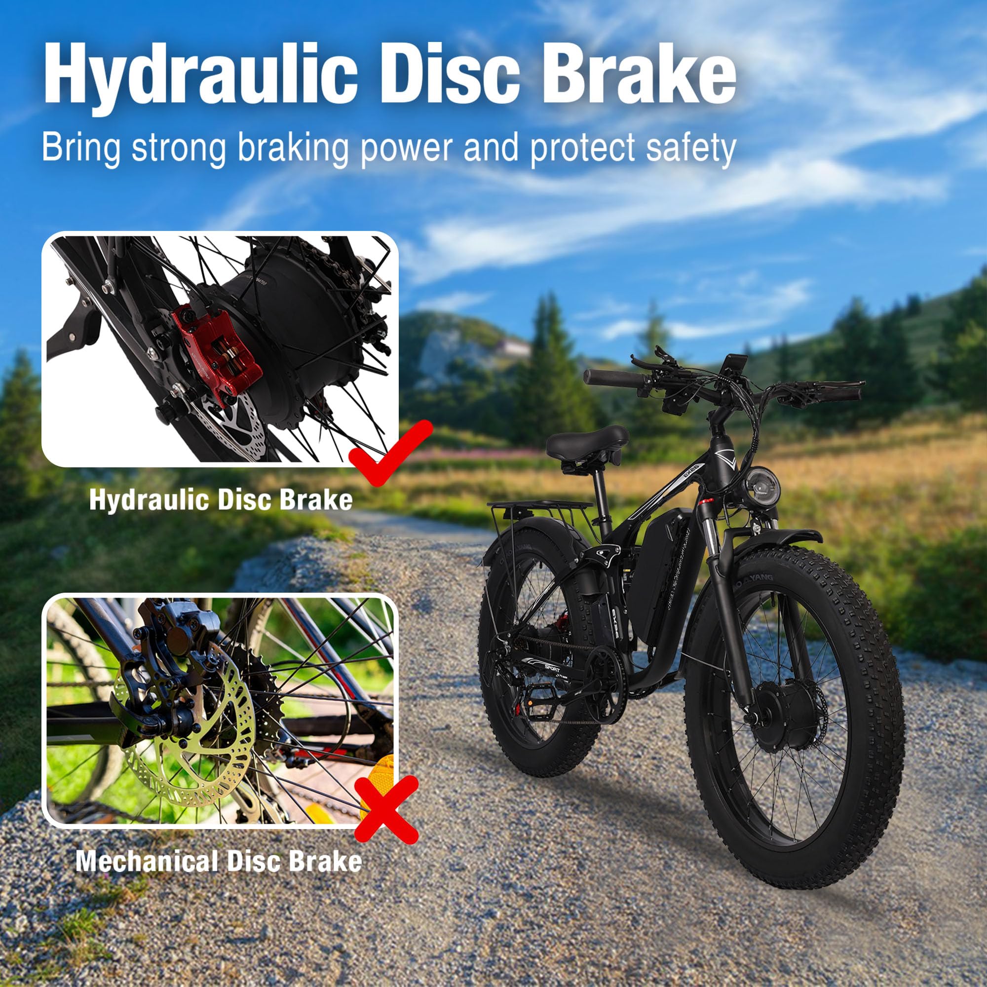 Peak 3000W Electirc Bike for Adults Dual Motor Mountain Ebike Full ...