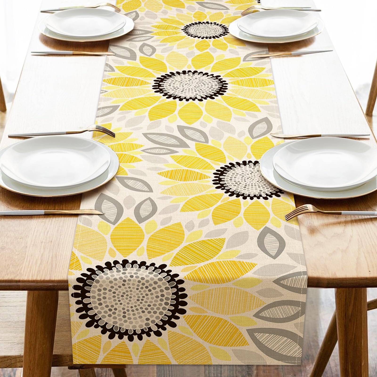 Amazon.com: Croar Fall Abstract Sunflower Table Runner, Autumn Flower ...