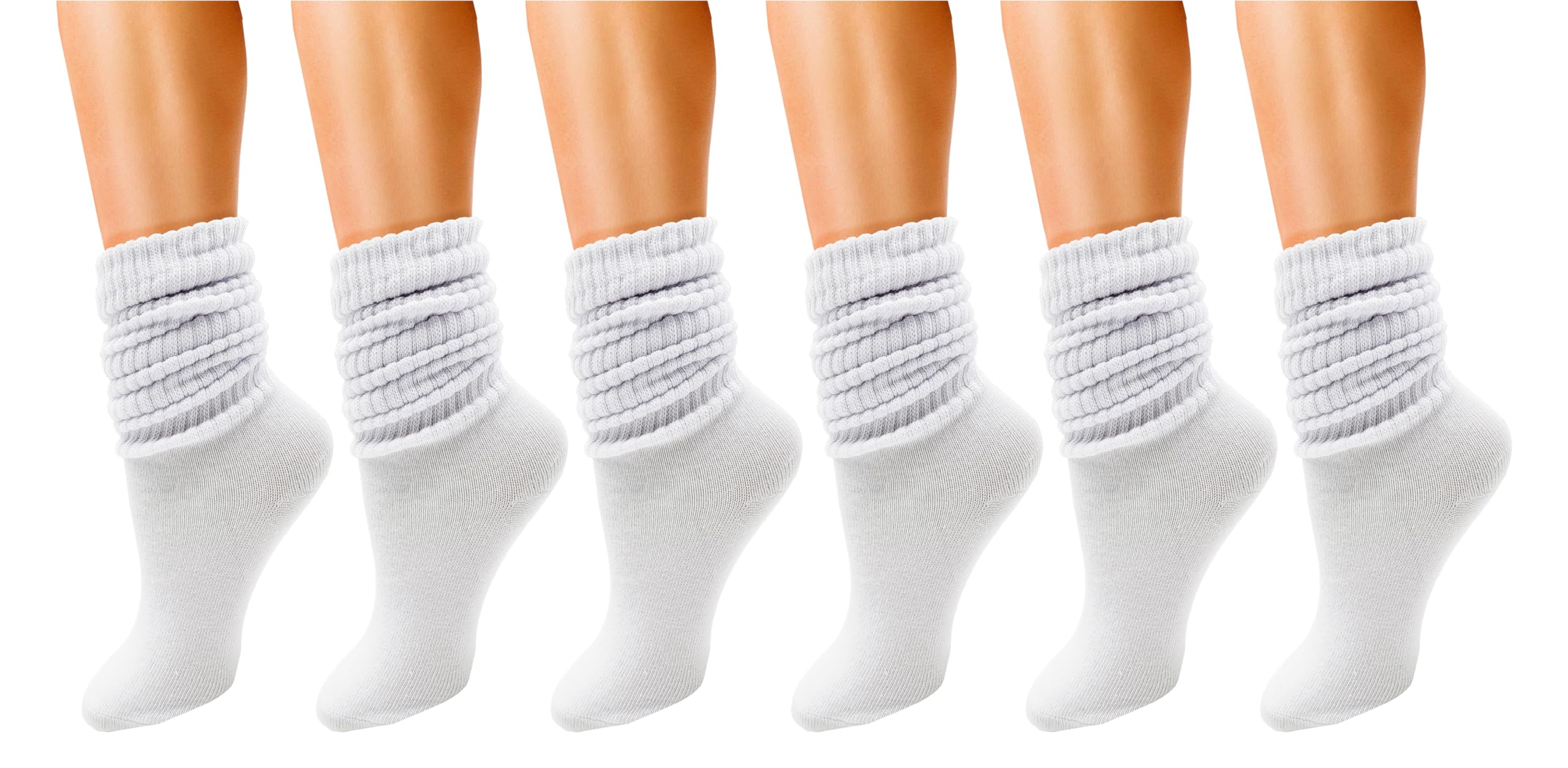 Winterlace 6 Pairs Slouch Socks for Women, Soft Extra Long Scrunch Knee High Sock, Bulk Pack