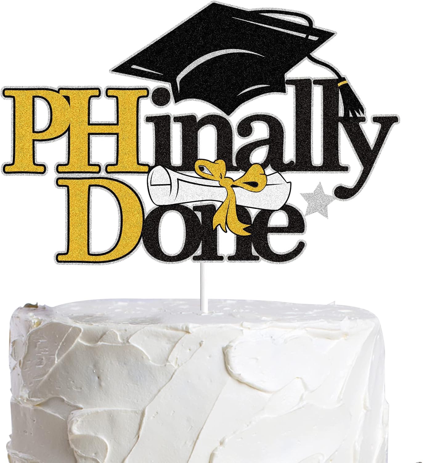 Amazon.com: Phinally Done PHD 2025 Graduation Cake Topper Black Gold ...