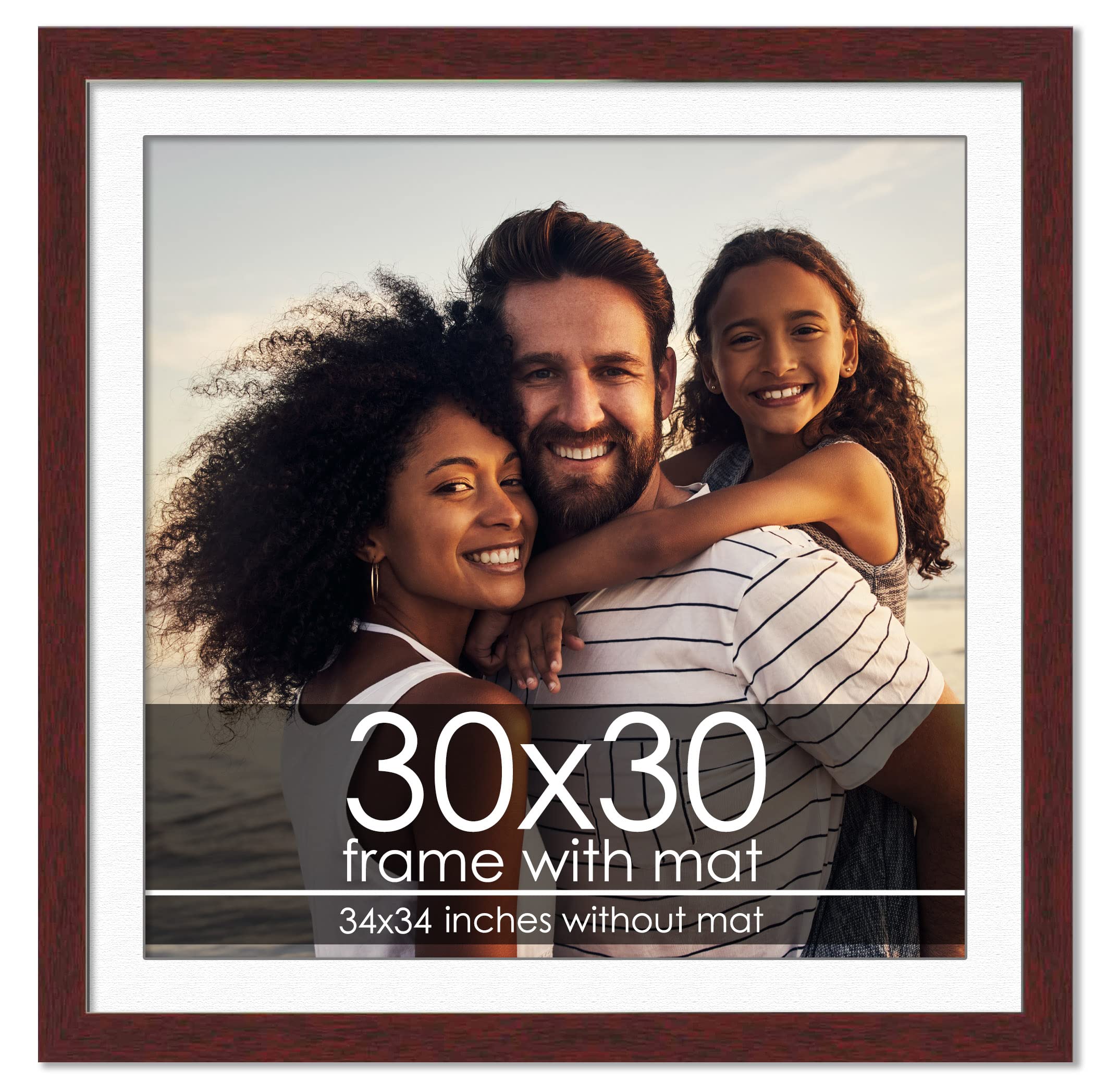Amazon.com - 30x30 Frame with Mat - Brown 34x34 Frame Wood Made to ...