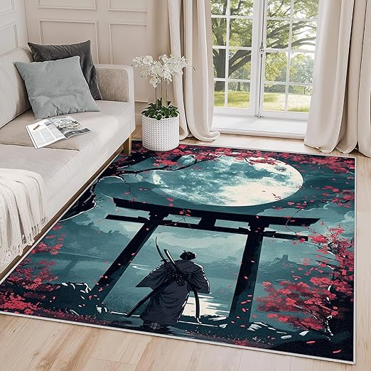 Amazon.com: Yoozitrees 6x9 Rug, Japanese Rug, Samurai Cherry Blossom ...