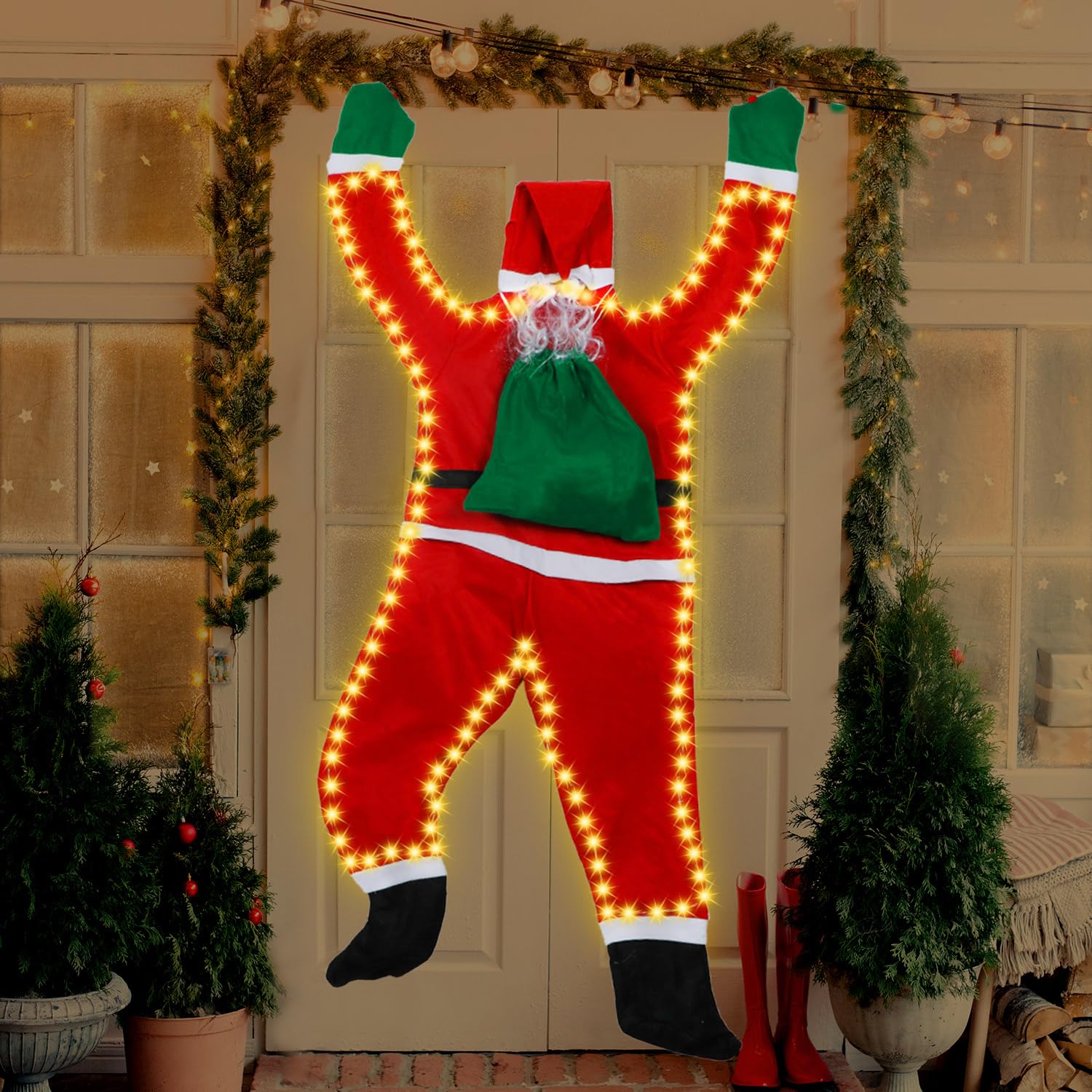 5.6FT Hanging Santa Claus Outdoor Christmas Decorations, Life Size ...