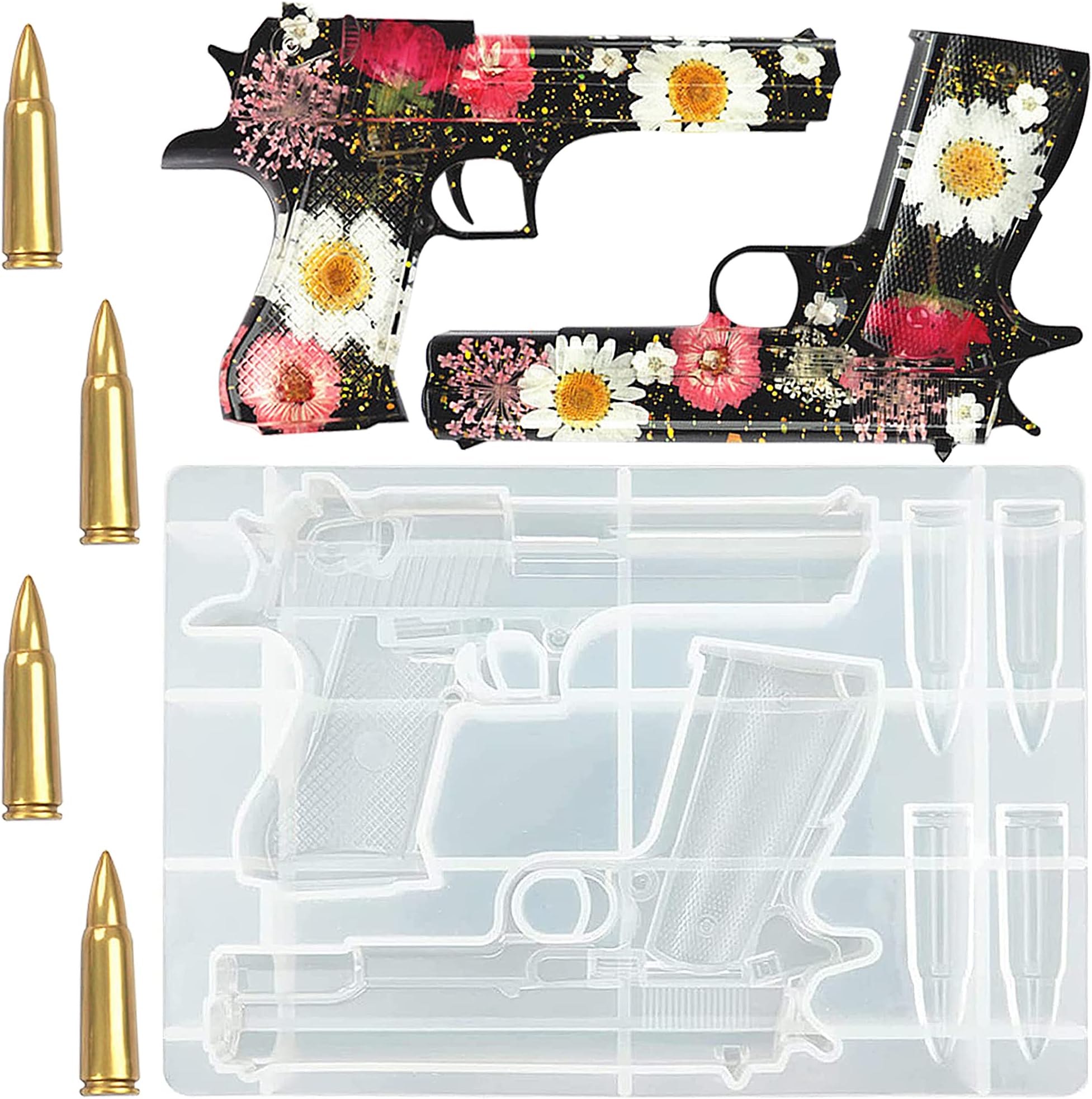 Amazon.com: BICASUU Epoxy Resin Mould Gun Pistol Shell Bullet Silicone ...