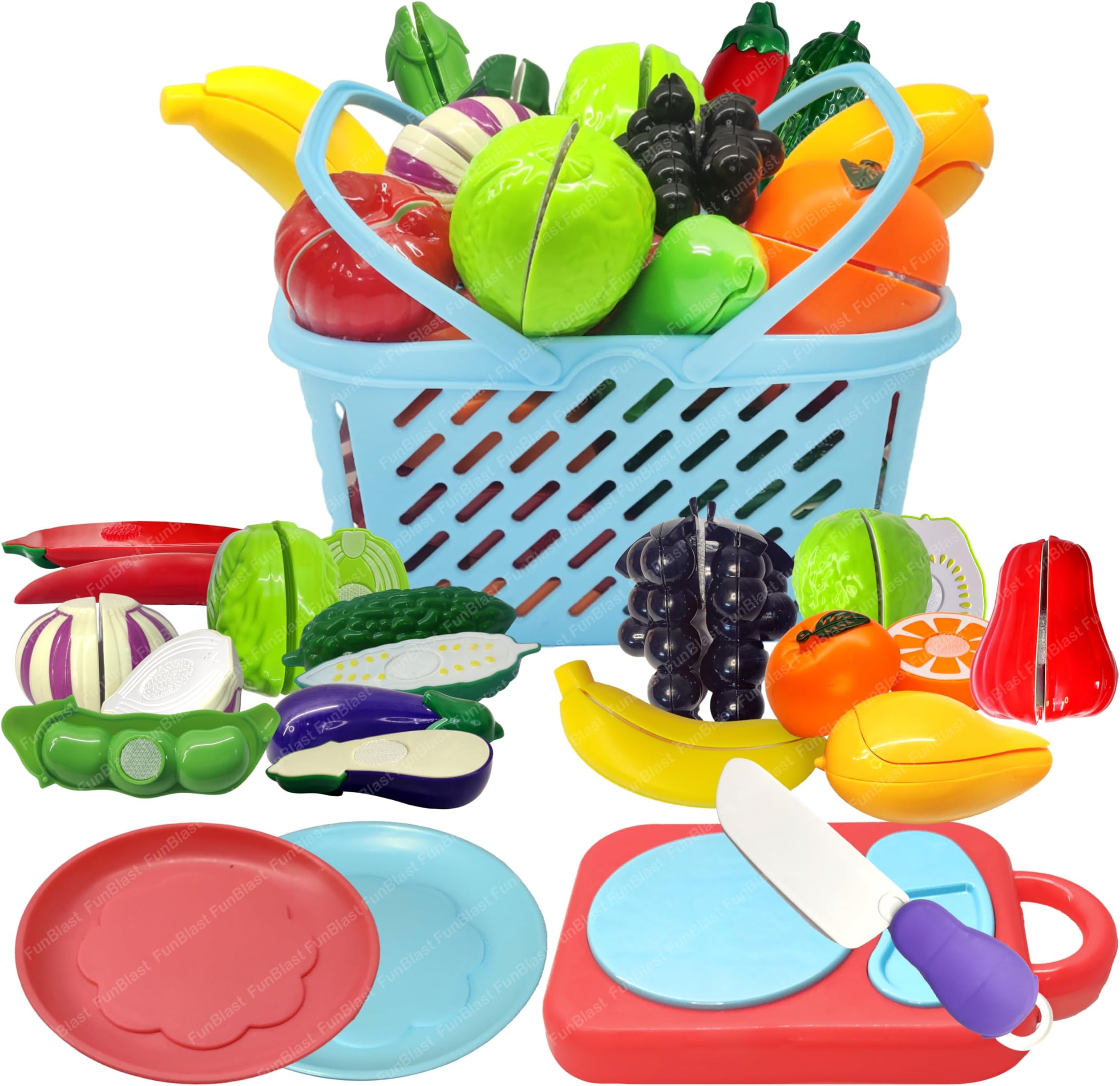 Buy FunBlast Fruits and Vegetables Play Set Toys, Realistic Sliceable Cutting Pretend Play ...