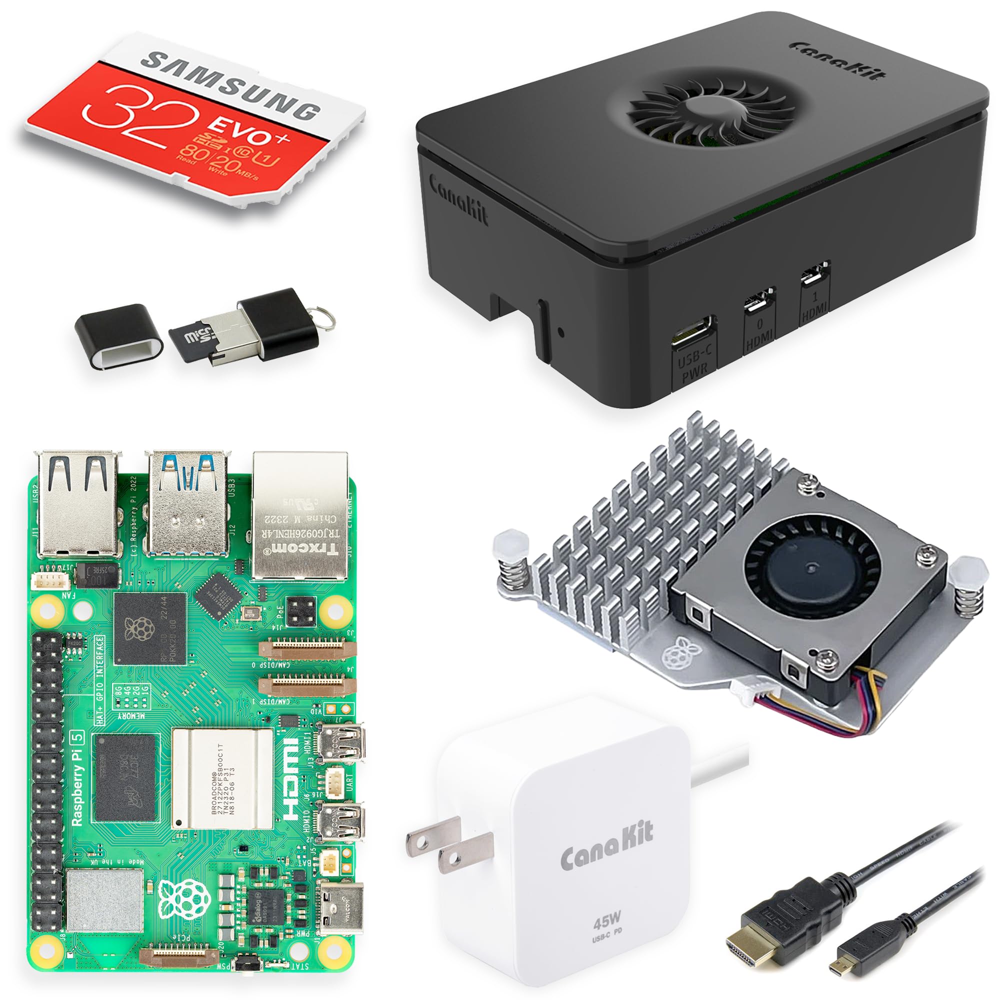 Amazon.com: CanaKit Raspberry Pi 5 Essentials Starter Kit (8GB RAM ...